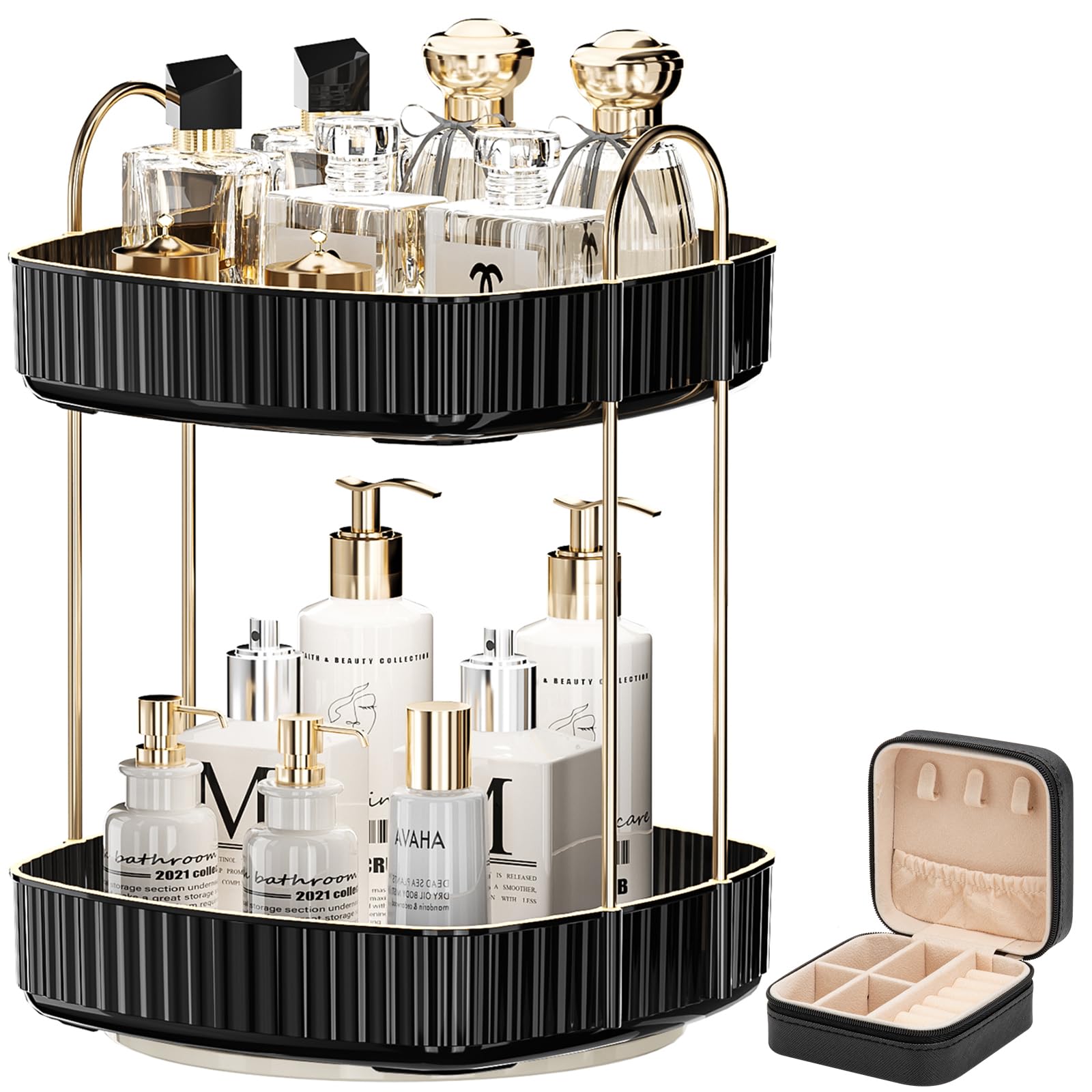 Snapklik.com : 360 Rotating Makeup Organizer For Vanity, 2 Tier ...