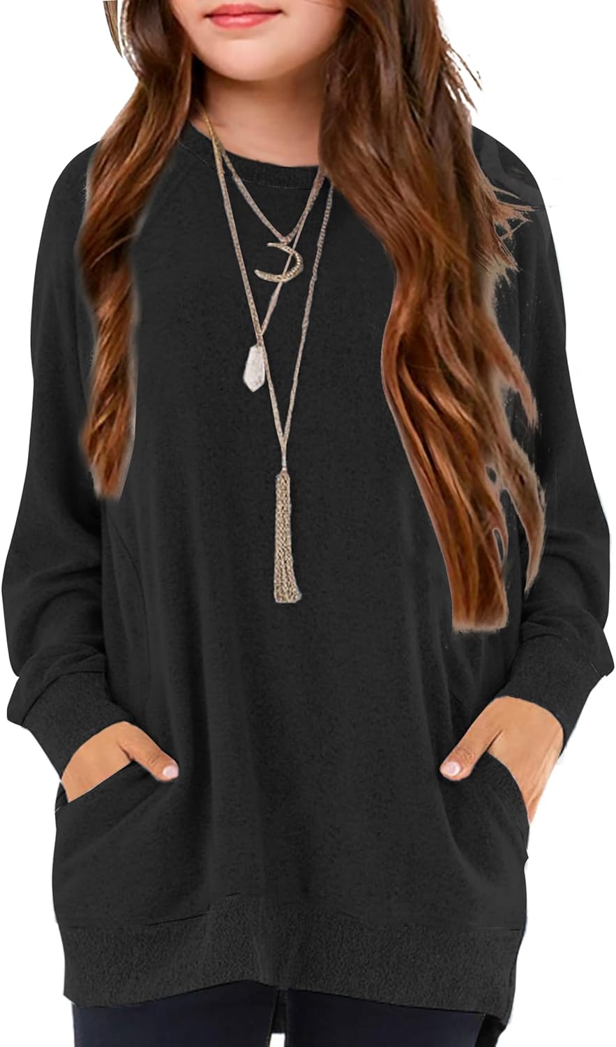 Amazon.com: Girls Shirts Size 7-8 Long Sleeve Casual Crewneck Tops ...