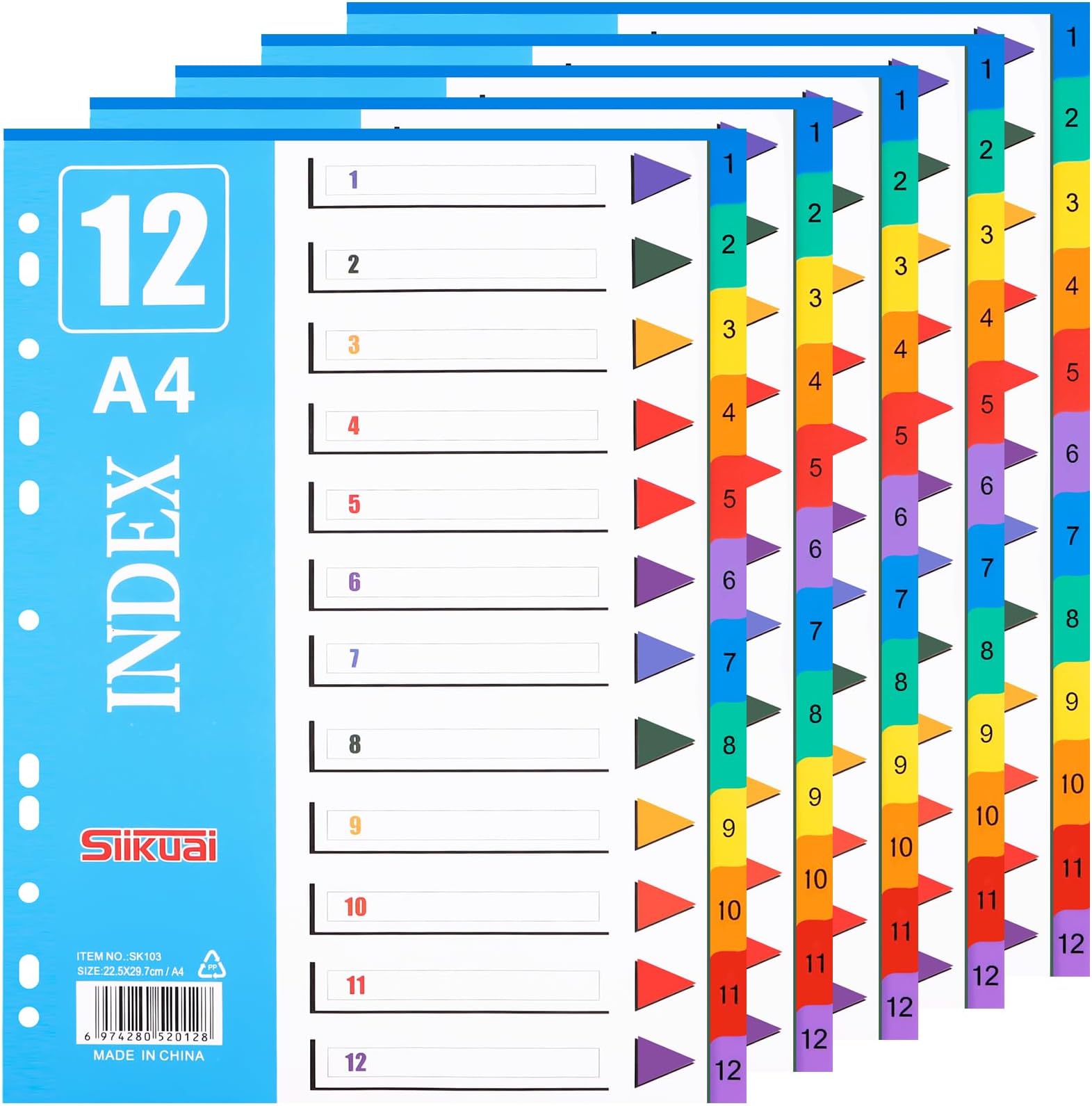 TYVOM 3 Pack Folder Dividers,File Dividers A4 12 Part Plastic Dividers A4 Extra Wide Dividers ...