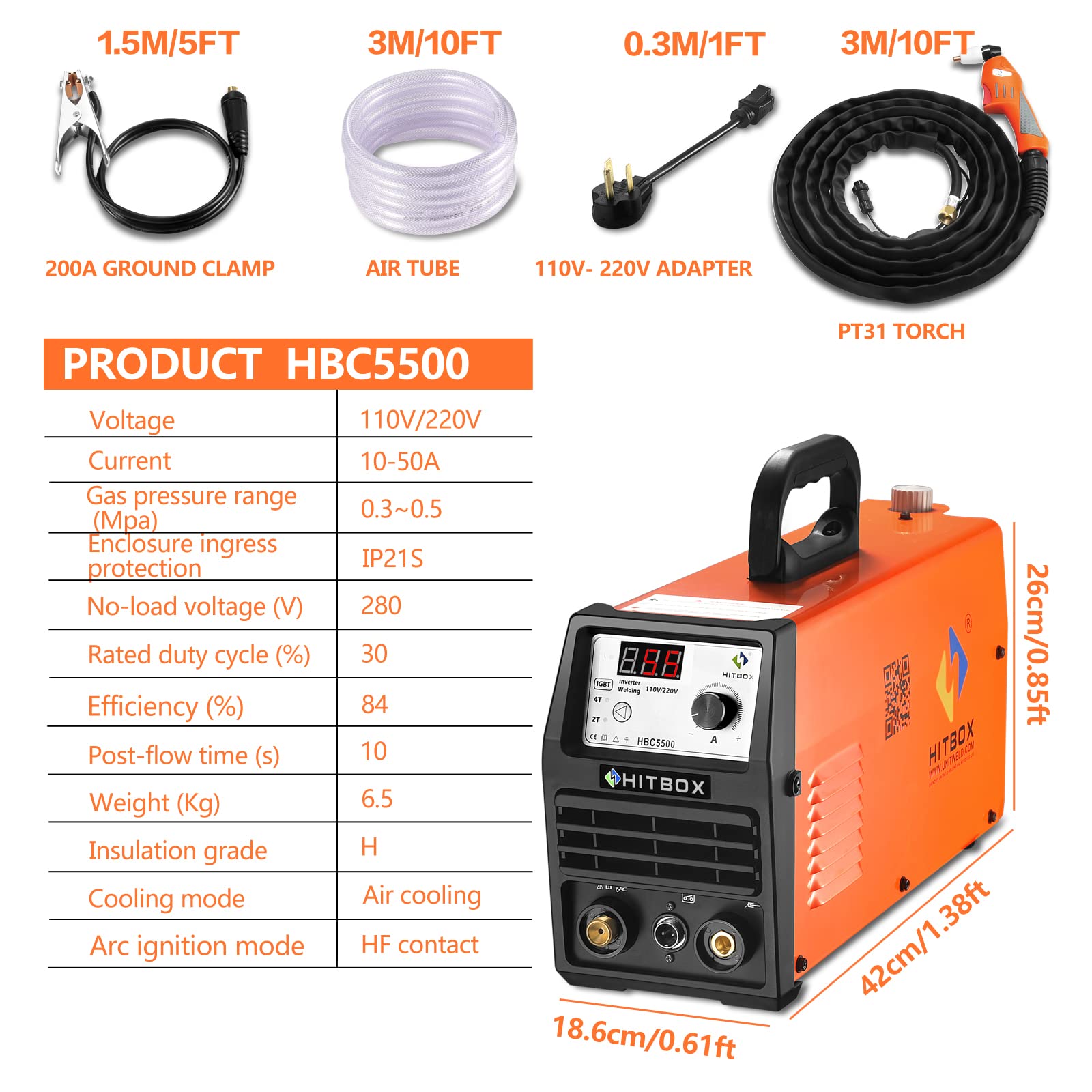 HITBOX 55Amp Plasma Cutter Pilot Arc Plasma Cutting Machine 110V 220V ...