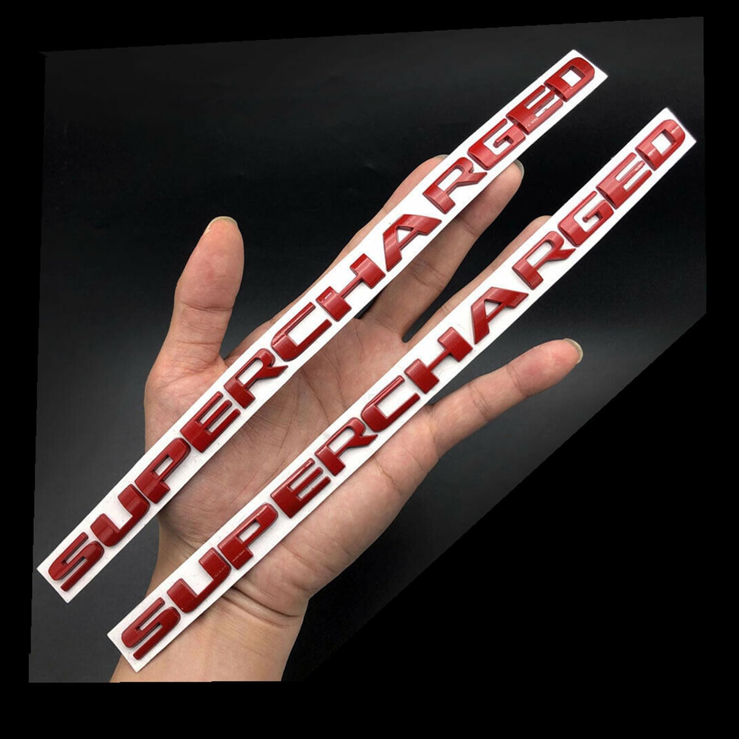 Amazon.com: ATIMAX 2pcs Red Metal for Supercharged Car Trunk Fender ...