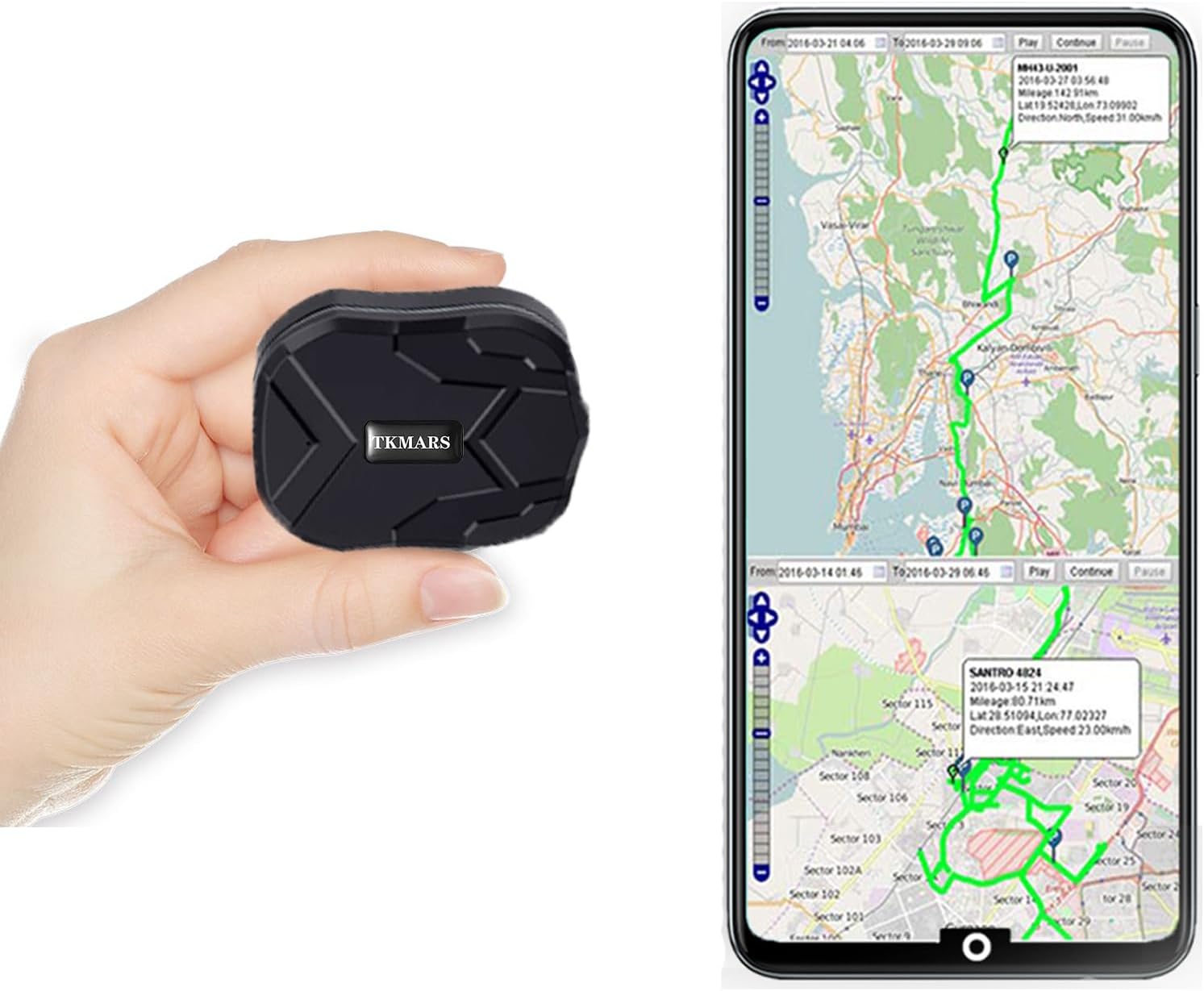 TKMARS Mini GPS Tracker Traceur GPS Voiture Traceur GPS avec Application Gratuite étanche IP67 ...