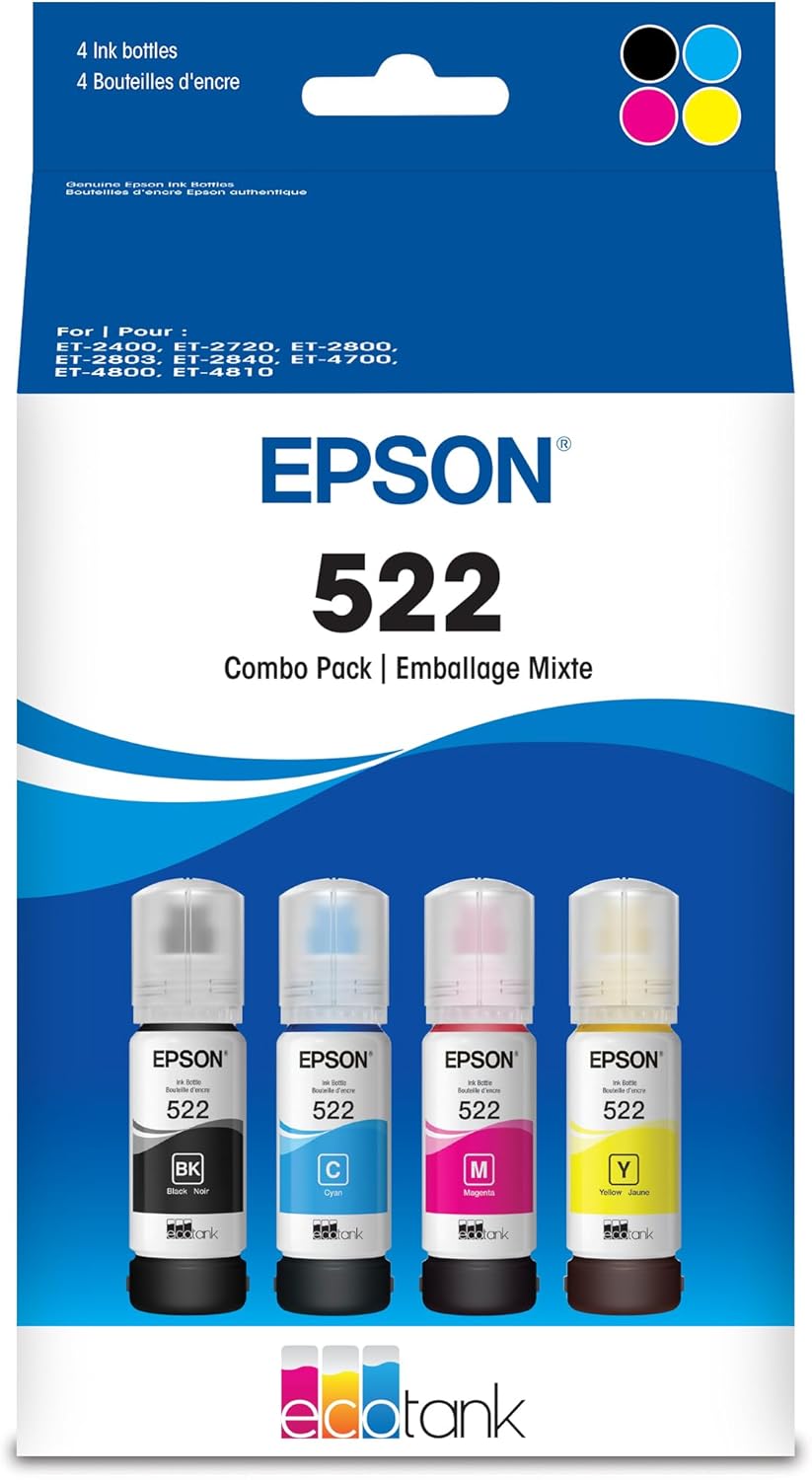 EPSON 522 EcoTank Ink Ultra-high Capacity Bottle Black & Color Combo ...