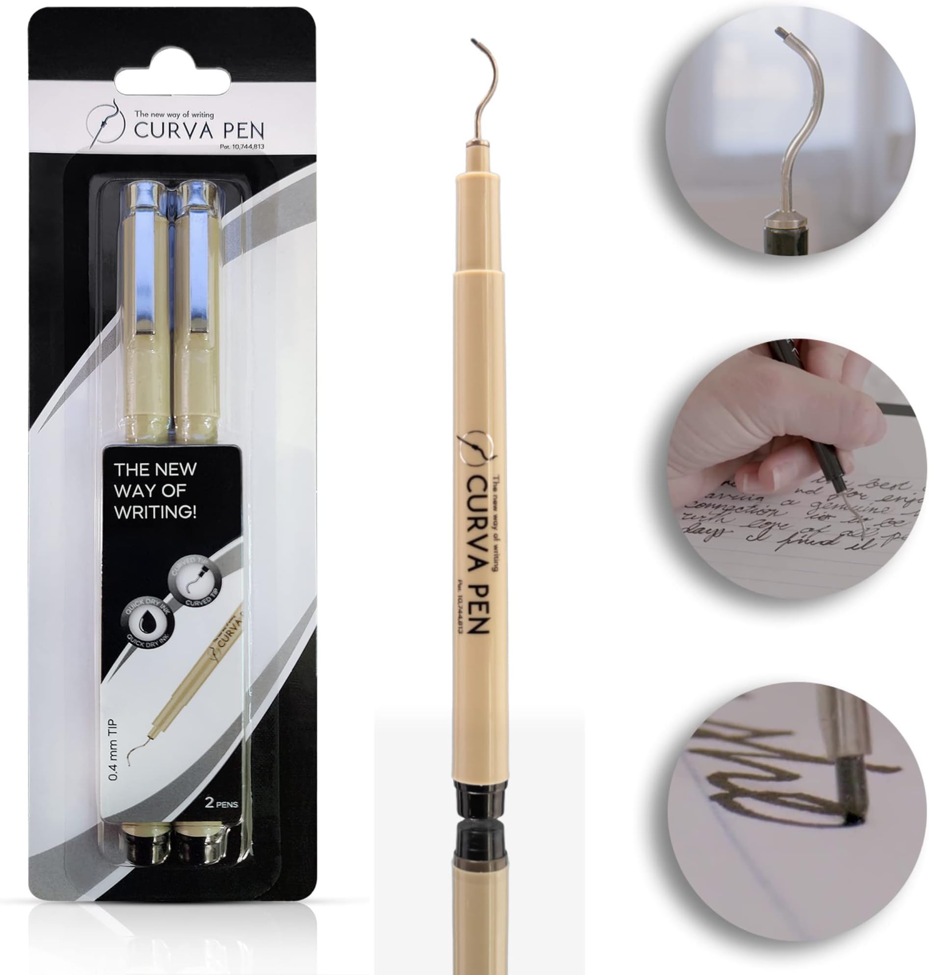 Amazon.com : Curva Pen CurvaPen.com Premium Felt Tip Black Ink, Unique ...