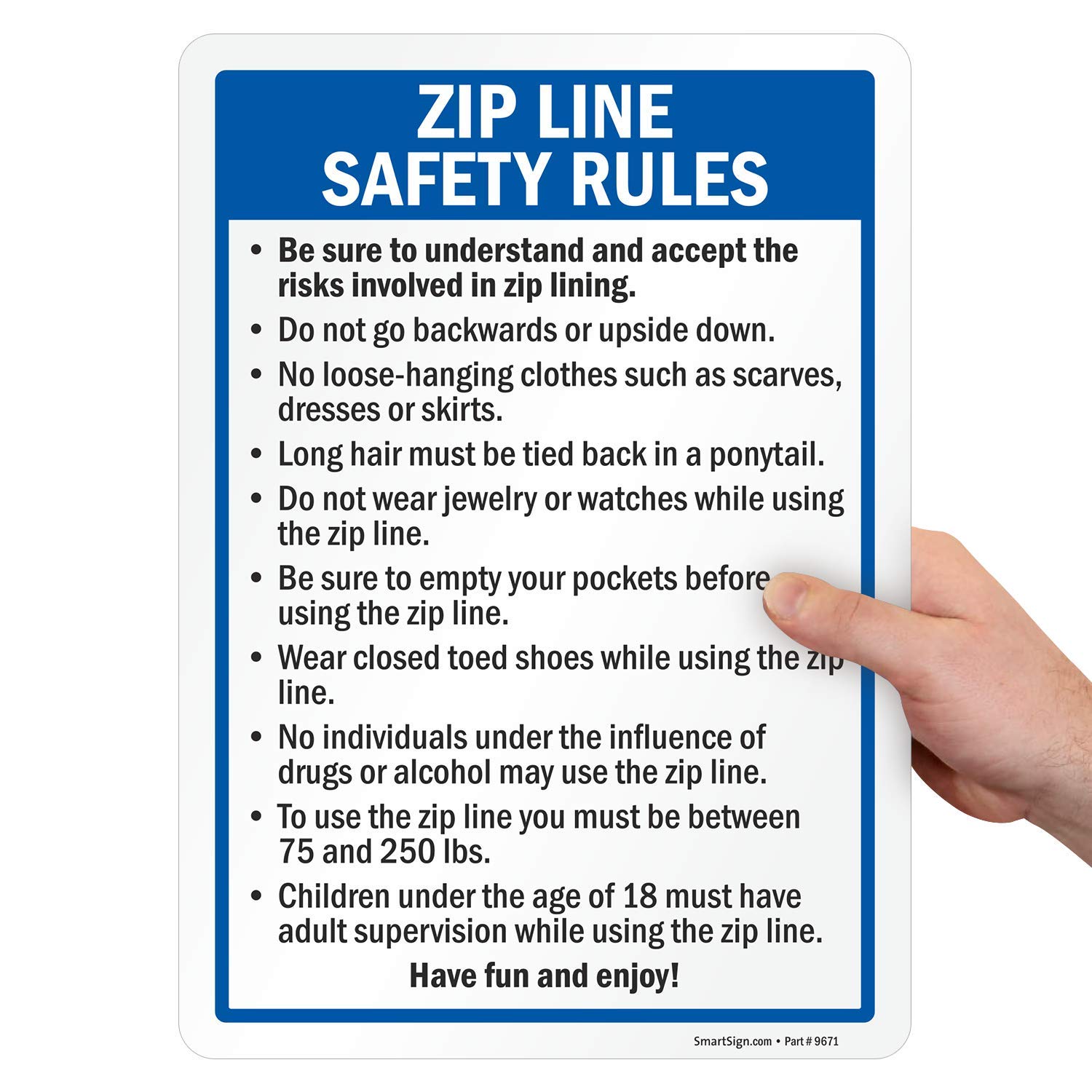 Buy SmartSign “Zip Line Safety Rules” Campground Rules Label | 10" x 14 ...