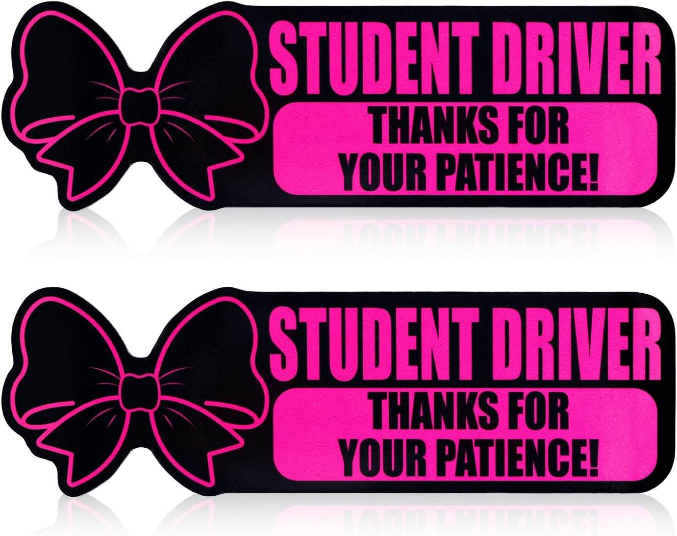 2pcs New Student Driver Magnet, Cute Candy Bow Reflective Bumper ...