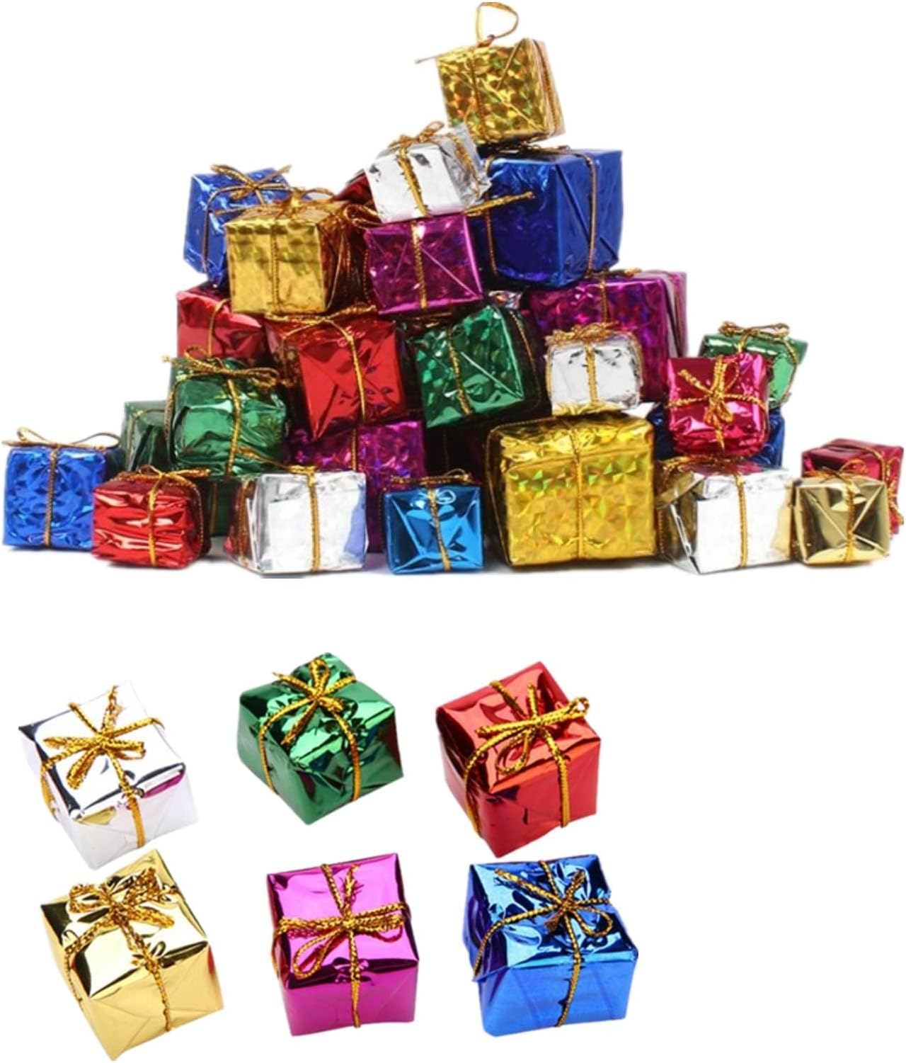 CYIOU 48pcs Mini Present Ornament Christmas Tree Gift Box Hangings ...