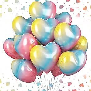 Amazon.com: 12 Pcs Heart Balloons, 18 inch Rainbow Heart Shaped ...