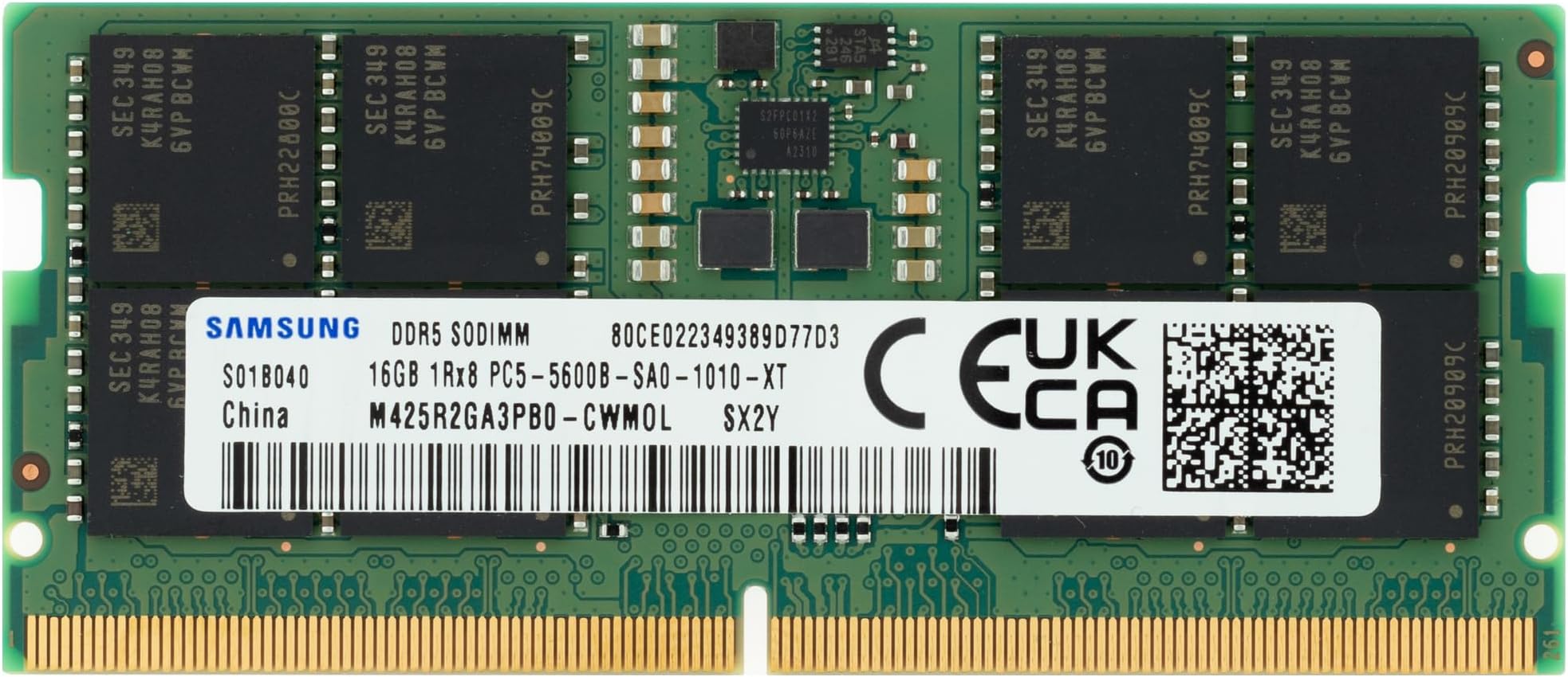 Samsung 16GB DDR5 5600MHz PC5-44800 CL46 SODIMM 1Rx8 Single Rank 1.1V ...