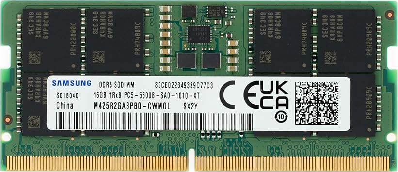Samsung 16GB DDR5 5600MHz PC5-44800 CL46 SODIMM 1Rx8 Single Rank 1.1V ...