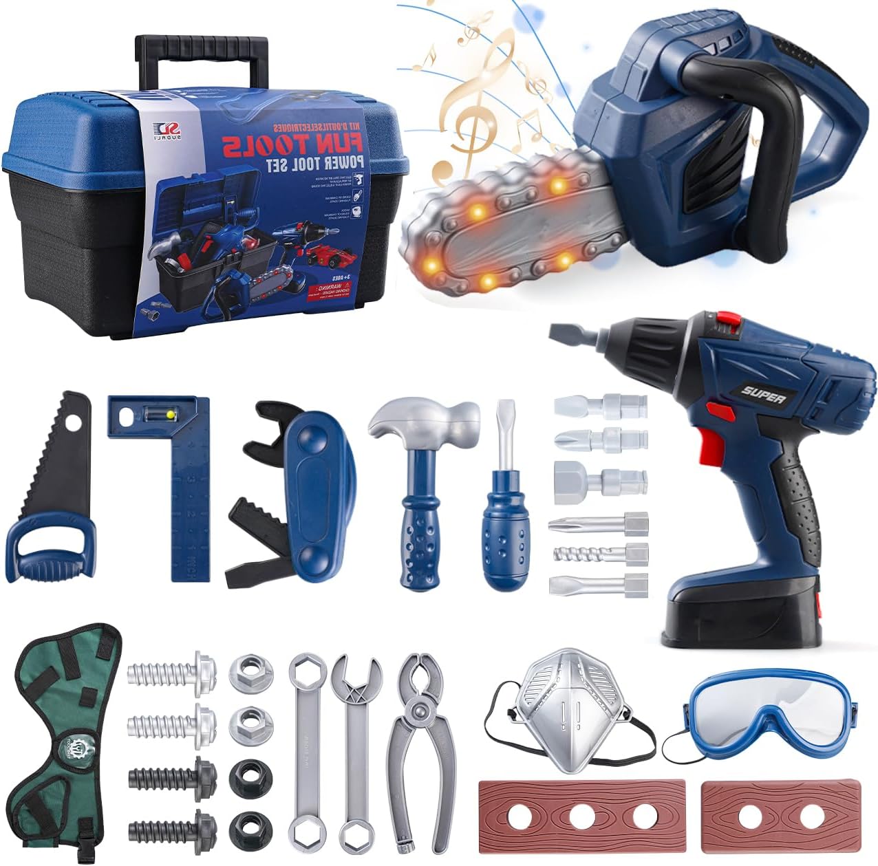 Amazon.com: Kids Tool Set Toy Chainsaw for Boys, Power Tool Drill with ...