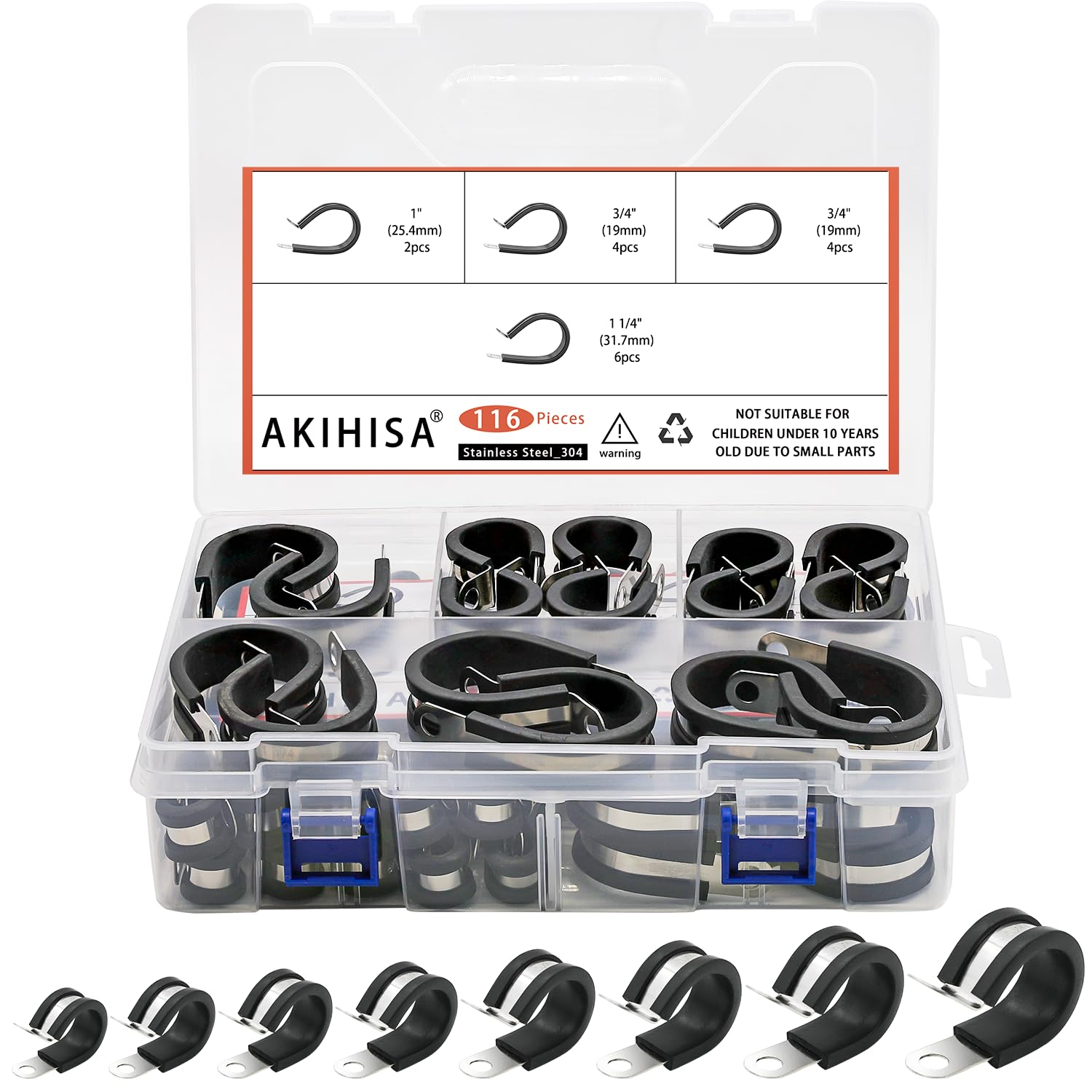 Snapklik.com : 116pcs Cable Clamps Assortment Kit, 8 Sizes 1/4 5/16 3/8 ...
