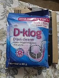 D-Klog Drain Cleaner Powder (40g x 5 Units), Removes Clogs, Blockages ...