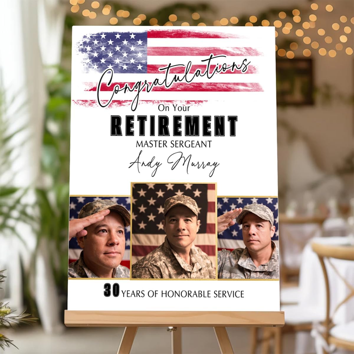 Amazon.com : Personalized Patriotic Military Retirement Party Welcome ...