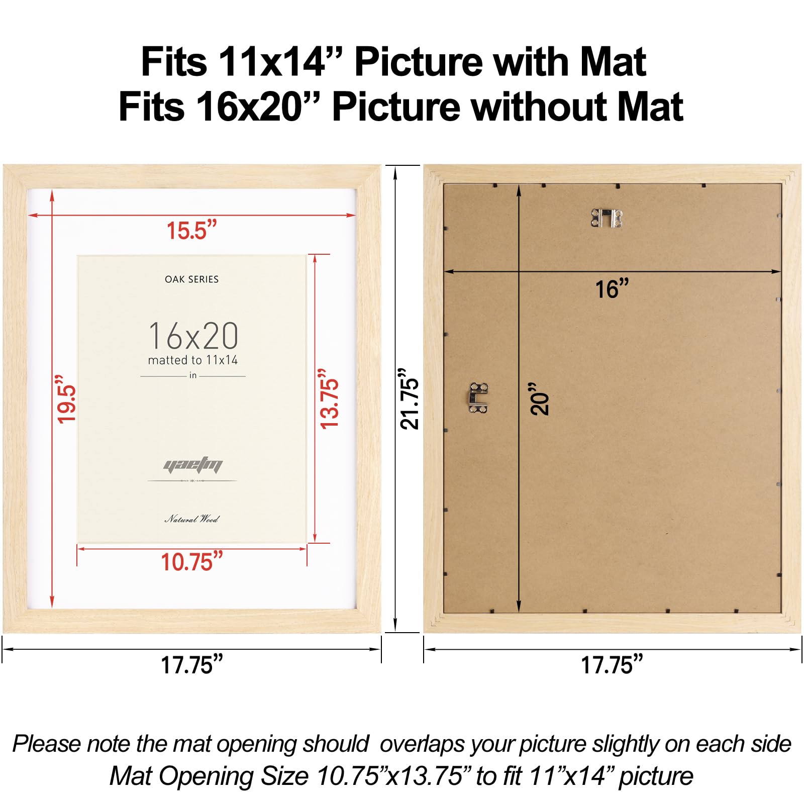 Yaetm 16x20 Picture Frame Matted To 11x14 Set Of 3 Solid Oak Wood Yaetm 16x20 Picture Frame Matted To 11x14 Set Of 3 Solid Oak Wood