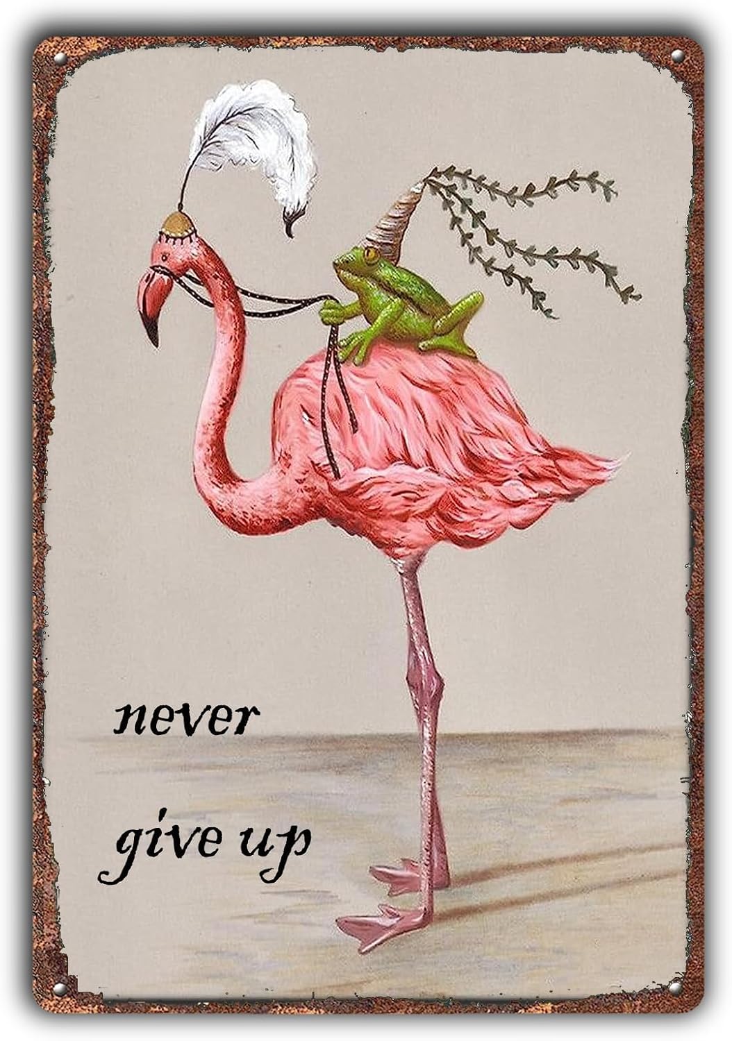 Amazon.com : TRENDSTHAN Funny pink Flamingo home Wall Art Decor vintage ...