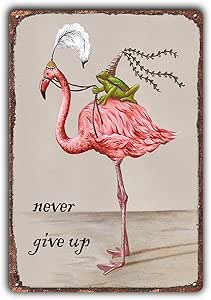 Amazon.com : TRENDSTHAN Funny pink Flamingo home Wall Art Decor vintage ...