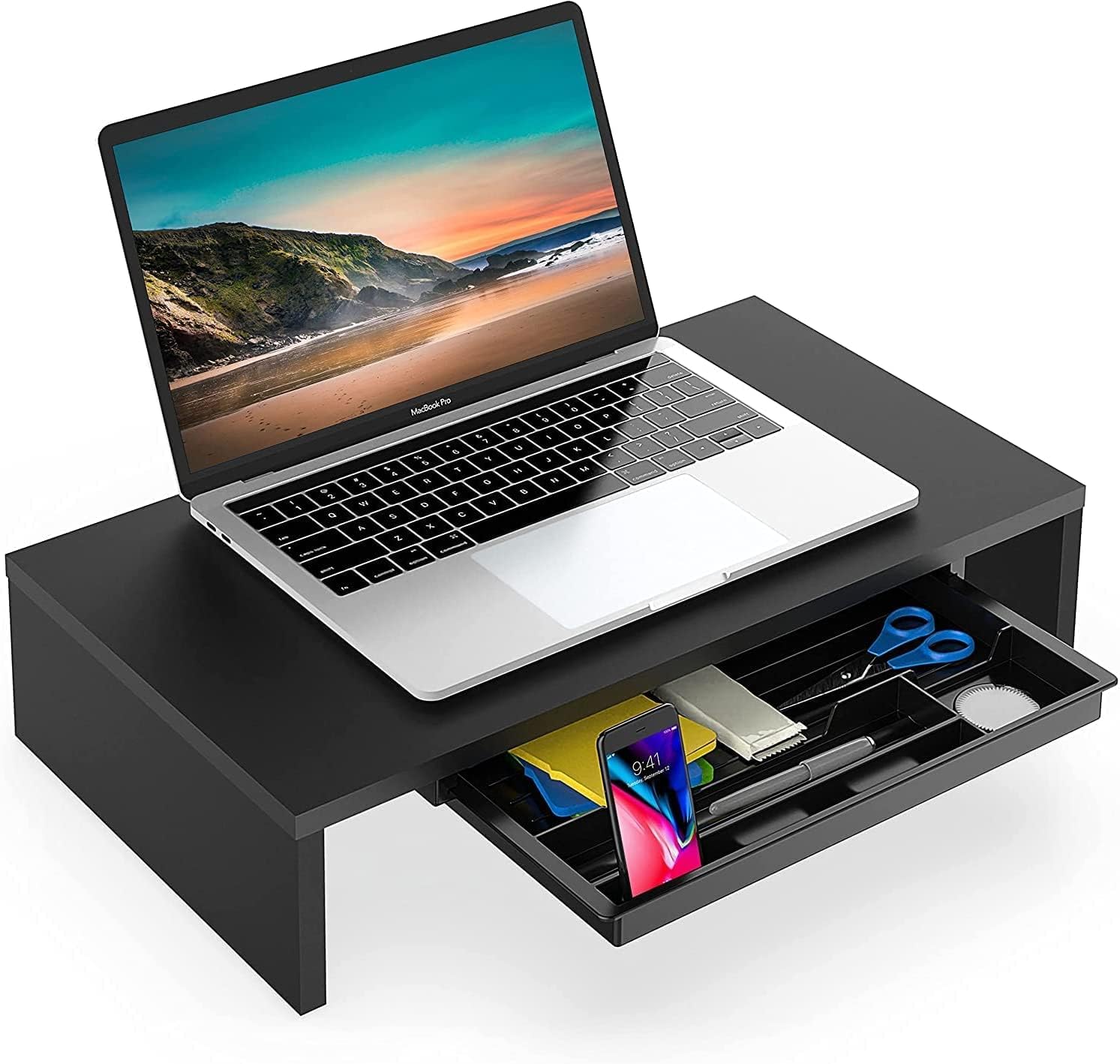 Buy FITUEYES Monitor Stand – Computer Monitor Riser with Drawer, Wood ...
