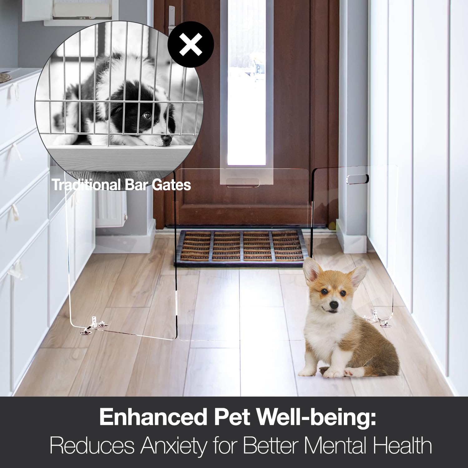 Snapklik.com : Impact Resistant Clear Acrylic Dog Gate Fence Panel 24 Tall