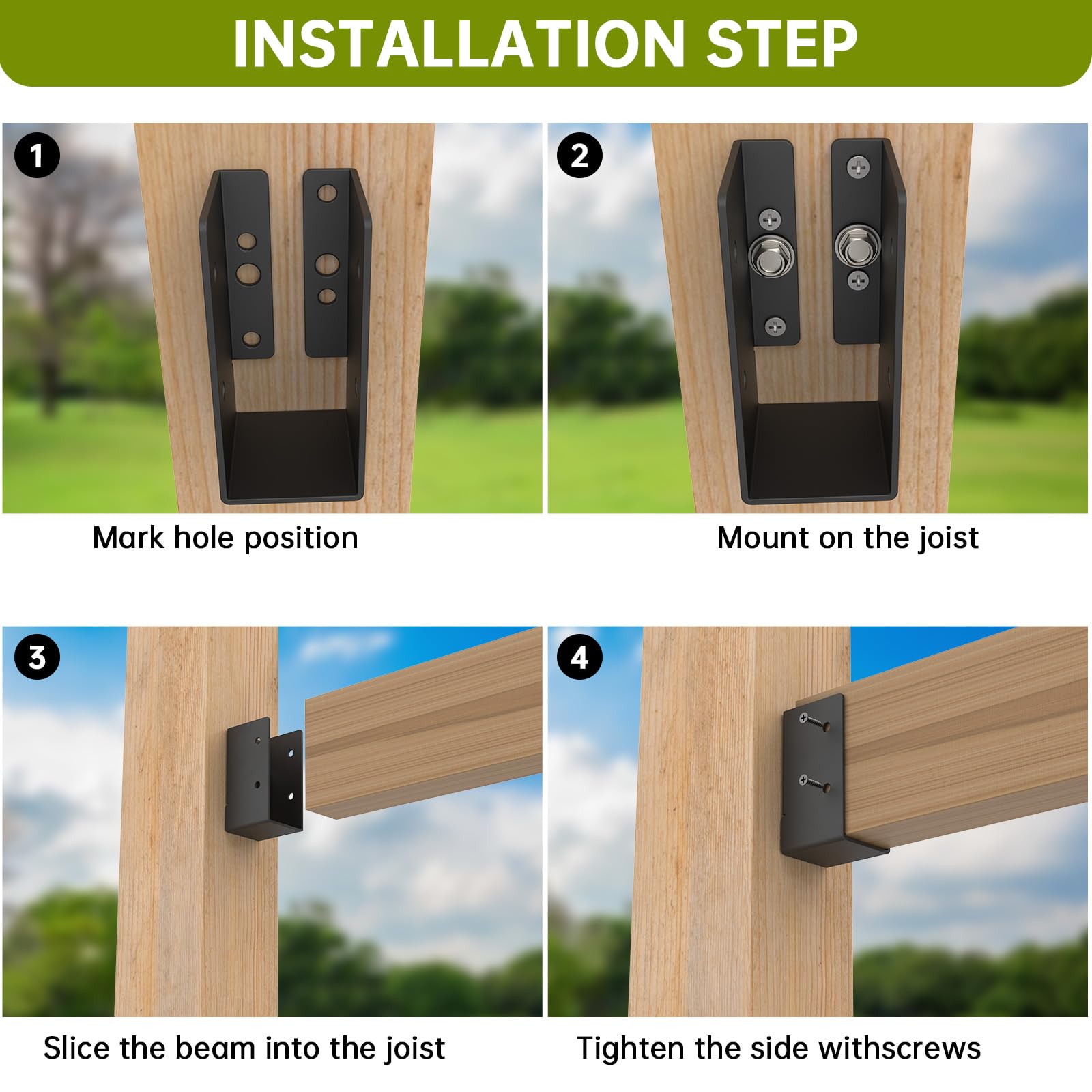 8Pcs Concealed Joist Hanger, 2" x 4"Outdoor Concealed-Flange Hanger, 2 ...