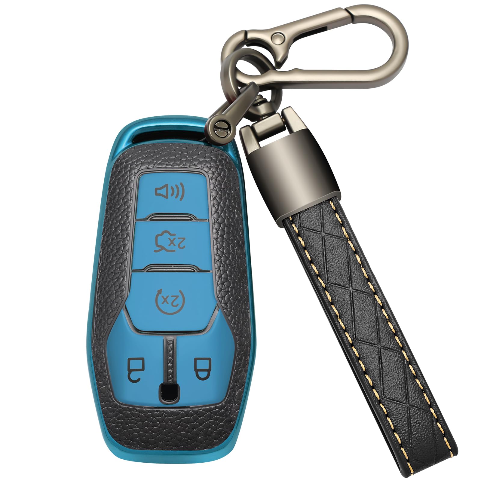 Amazon.com: COTIYBOK for Ford Key Fob Cover with Leather Keychain TPU ...
