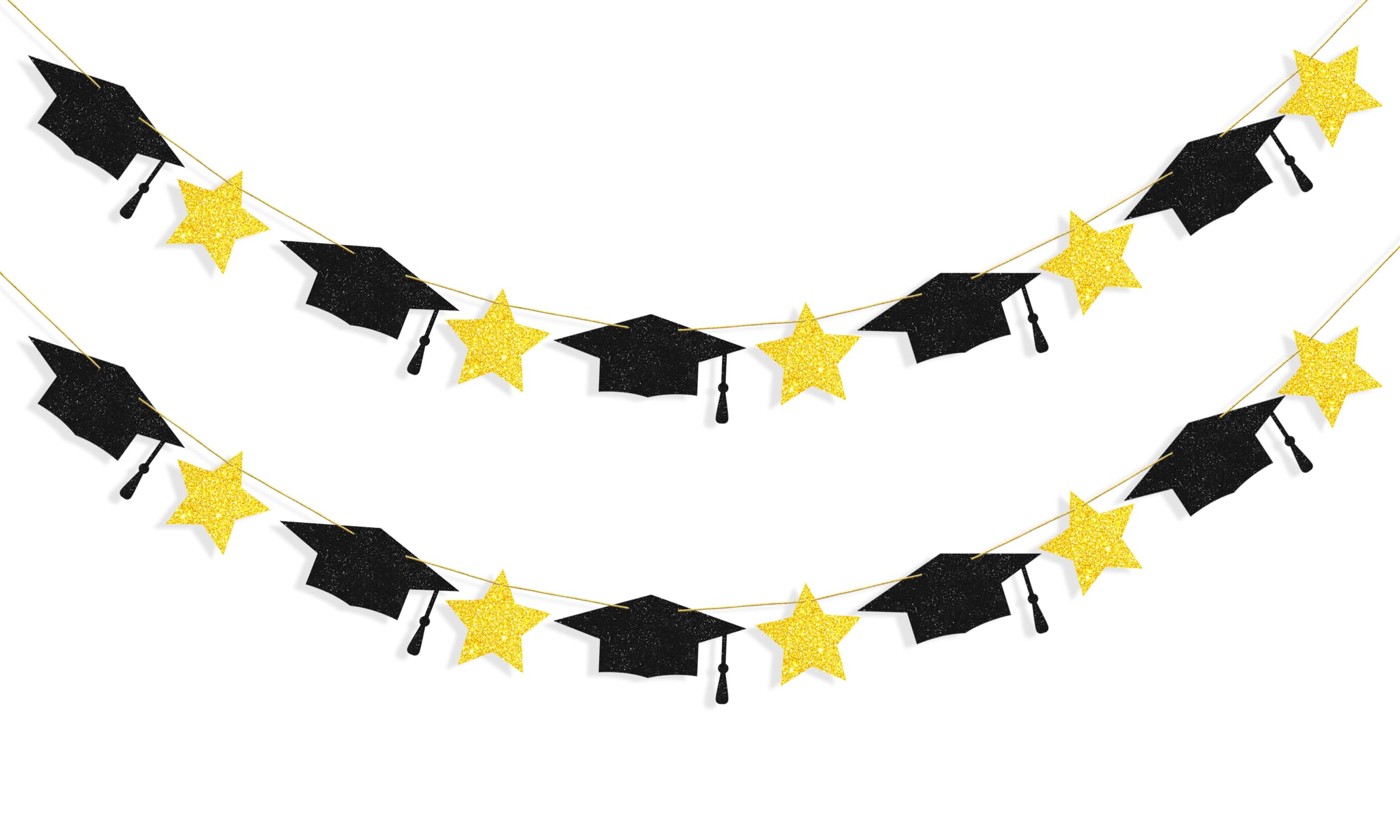 Amazon.com: FAKTEEN 2 Pcs Graduation Cap Garland Banner Gold and Black ...