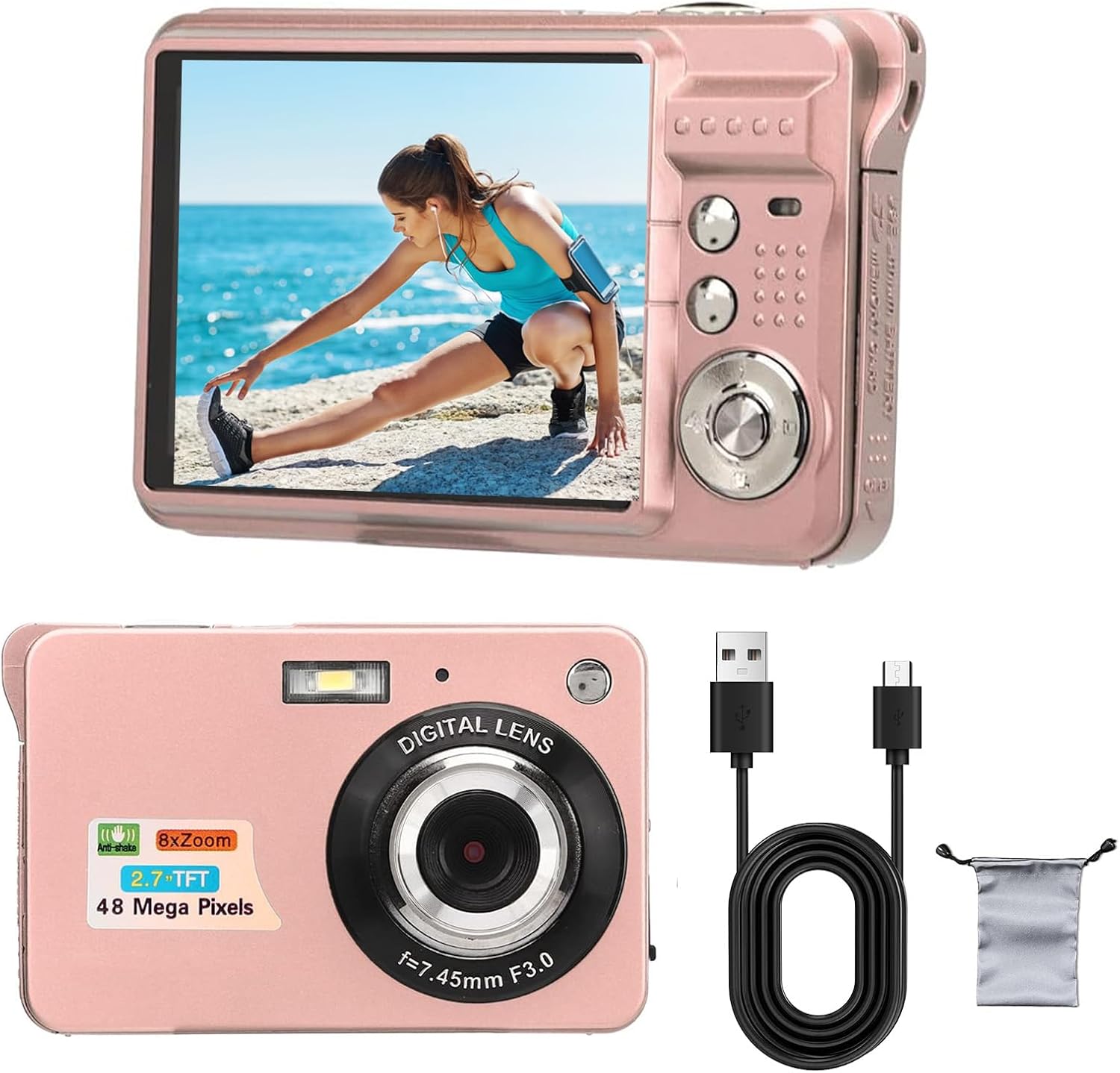 4K Digital Video Camera for Kids, 48MP Mini Video Camera with 8X Zoom ...