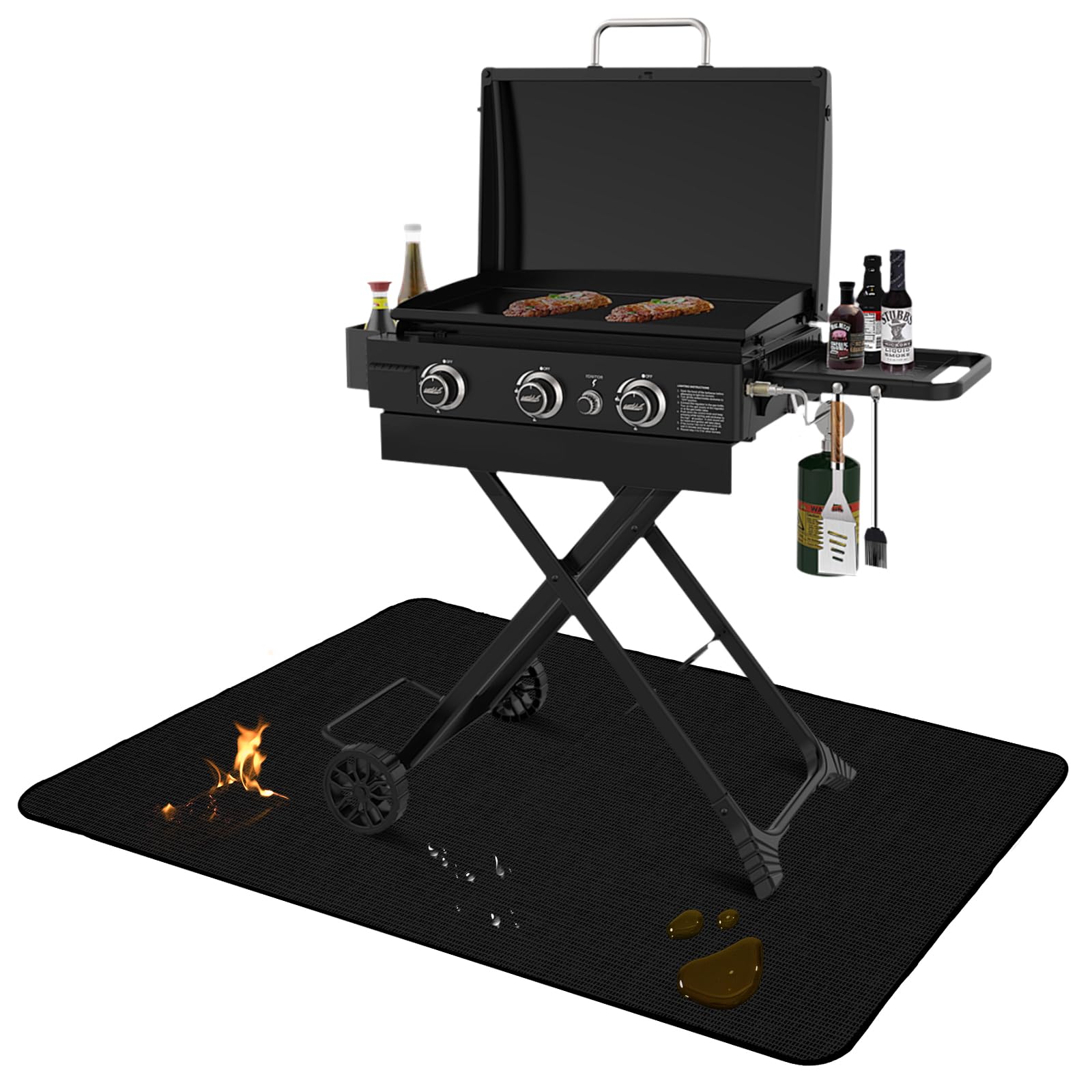 Amazon.com: 60 x 40 inch Under Grill Mats for Outdoor Grill, Double ...