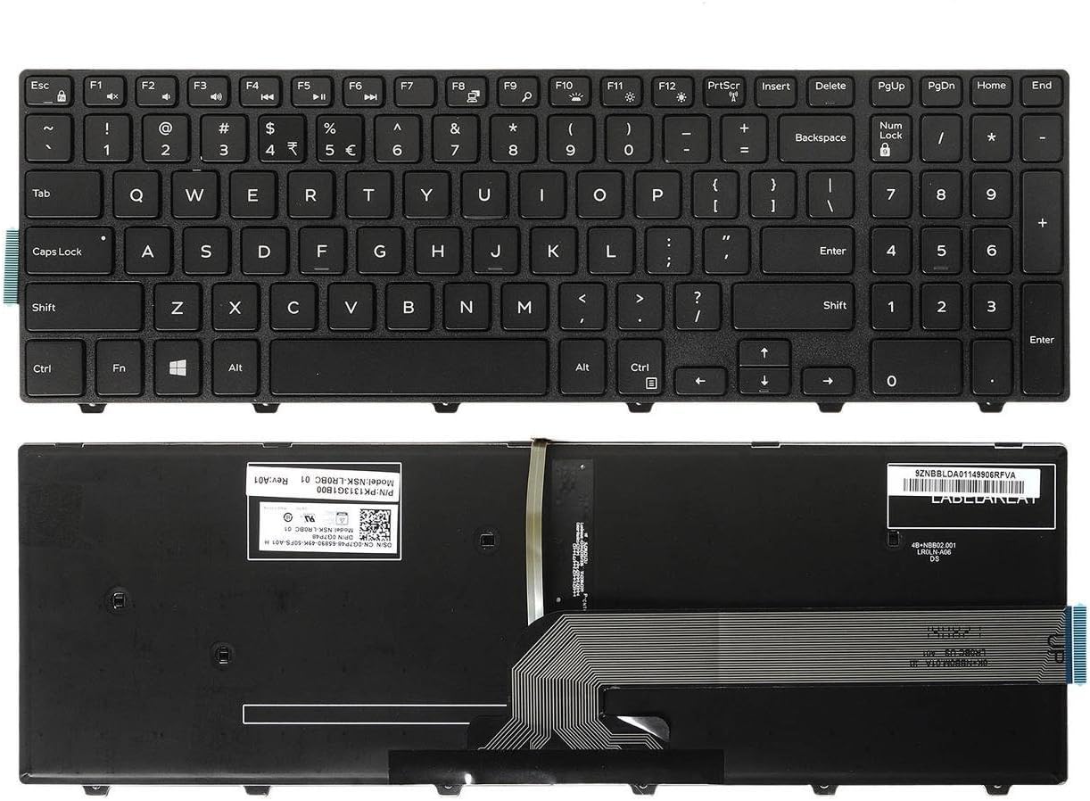 New US Black Backlit Laptop Keyboard Frame For Dell Inspiron 15 3541 ...