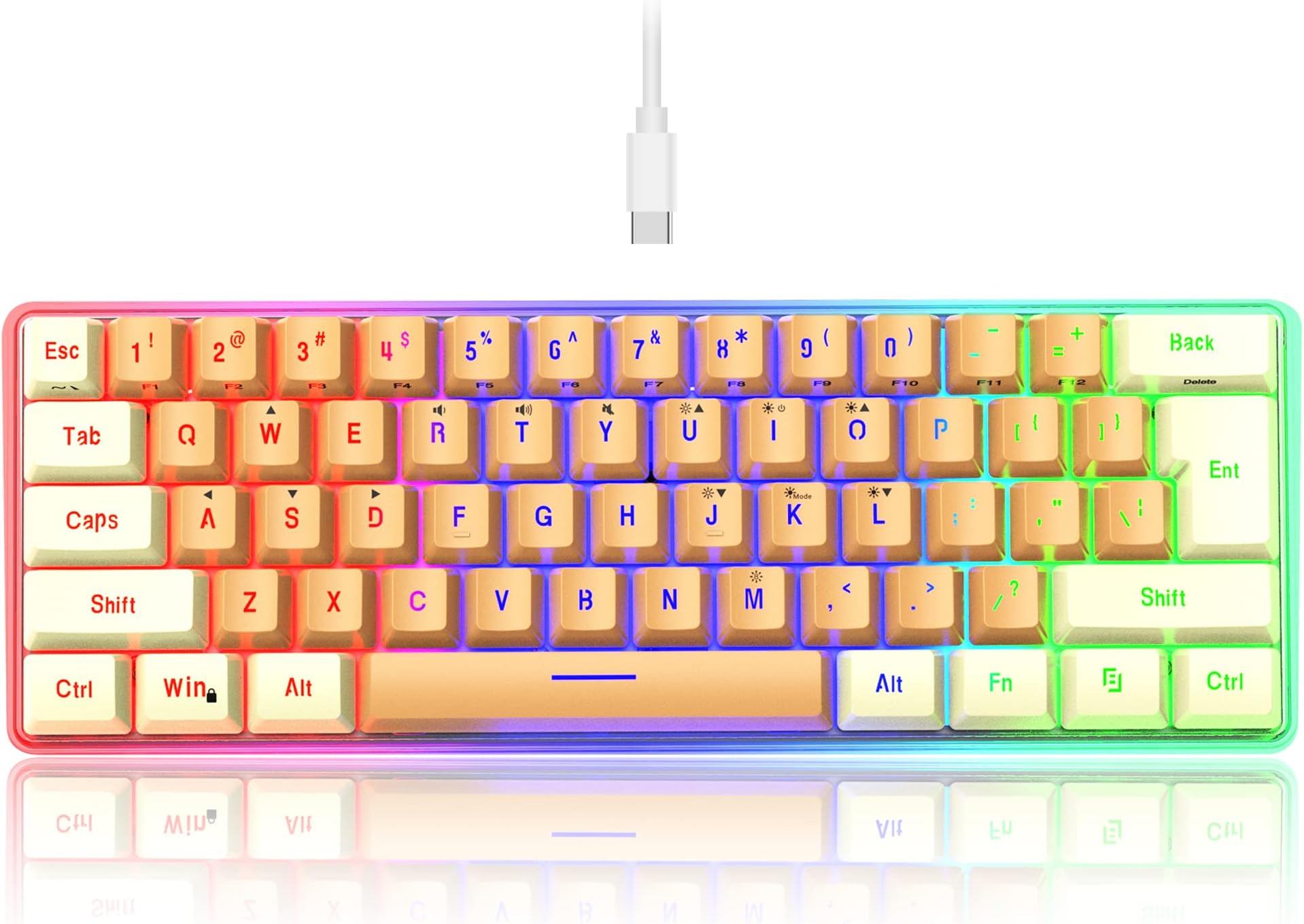 Amazon.com: RedThunder 60% Gaming Keyboard, RGB Backlit Ultra-Compact ...