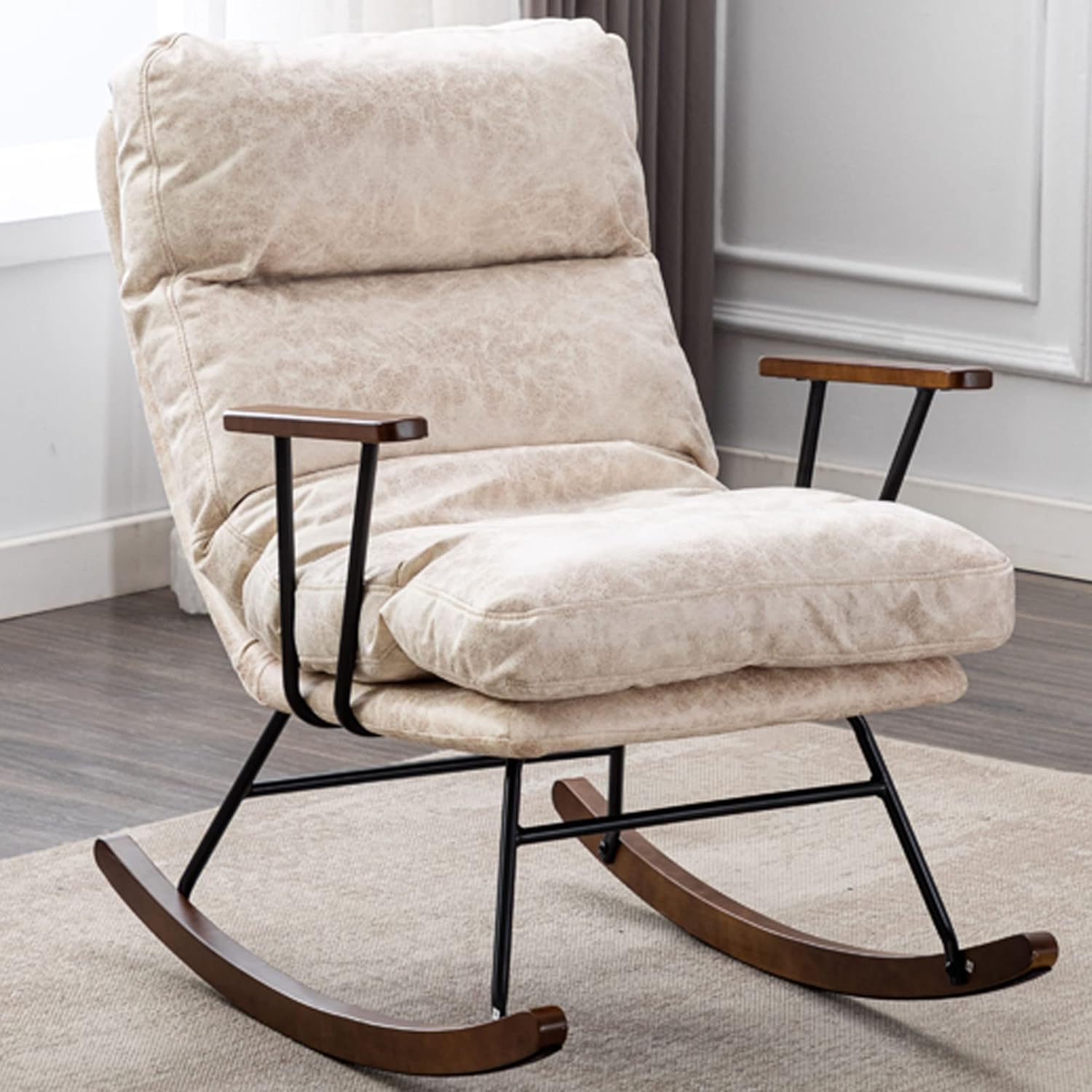 Amazon.com: VESCASA 22" W Faux Leather Rocking Chair with Adjustable ...