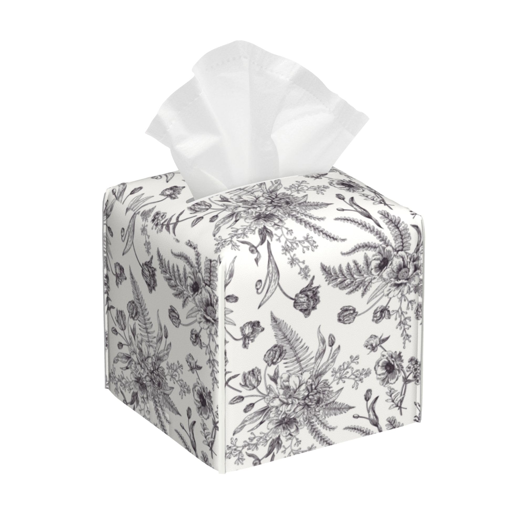 Amazon.com: Black and White Flowers Tissue Box Cover Square,Vintage ...