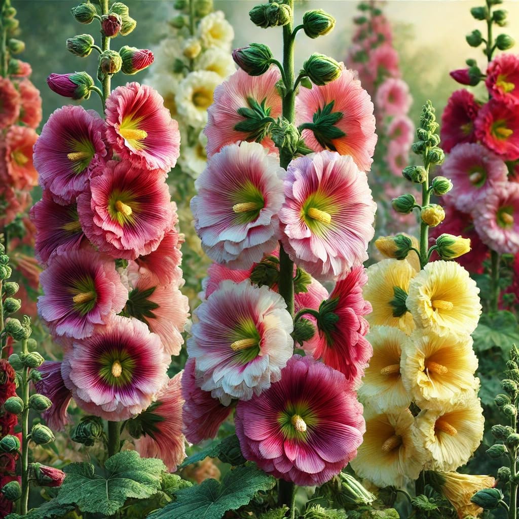 Amazon.com : 22Day Seeds: Seeds Hollyhock Spring Mix/Perennial Flowers ...