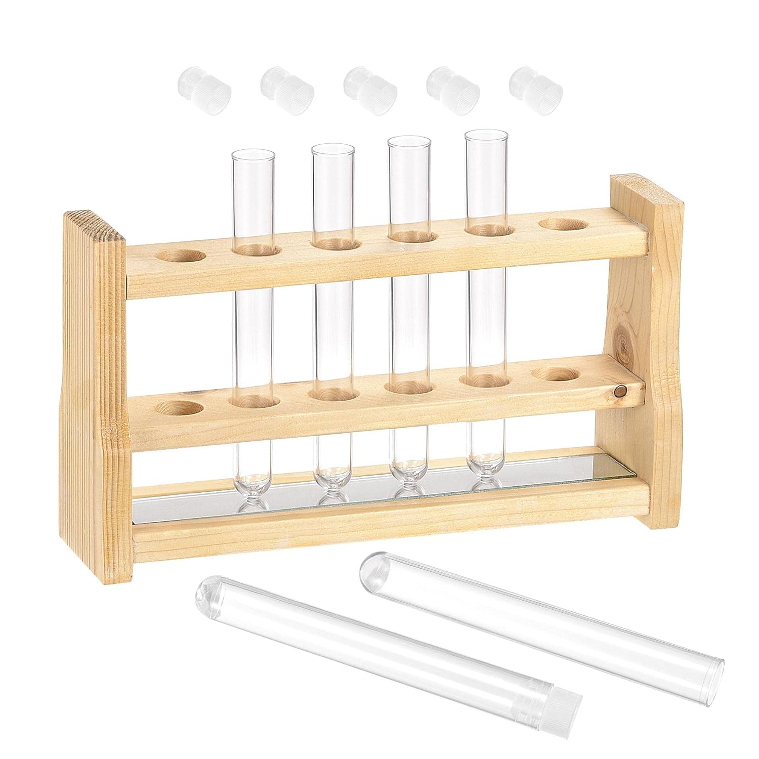 uxcell 6Pcs PS Plastic Test Tubes with 6 Cork Stoppers and 1 Wooden ...
