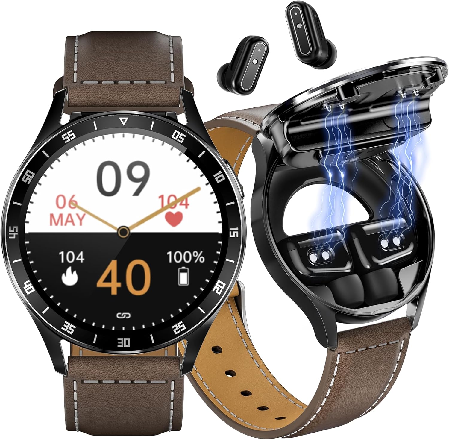 Amazon.com: VOVOAEWACH 2 in 1 Smart Watch with Earbuds, 1.39 Inch Round ...