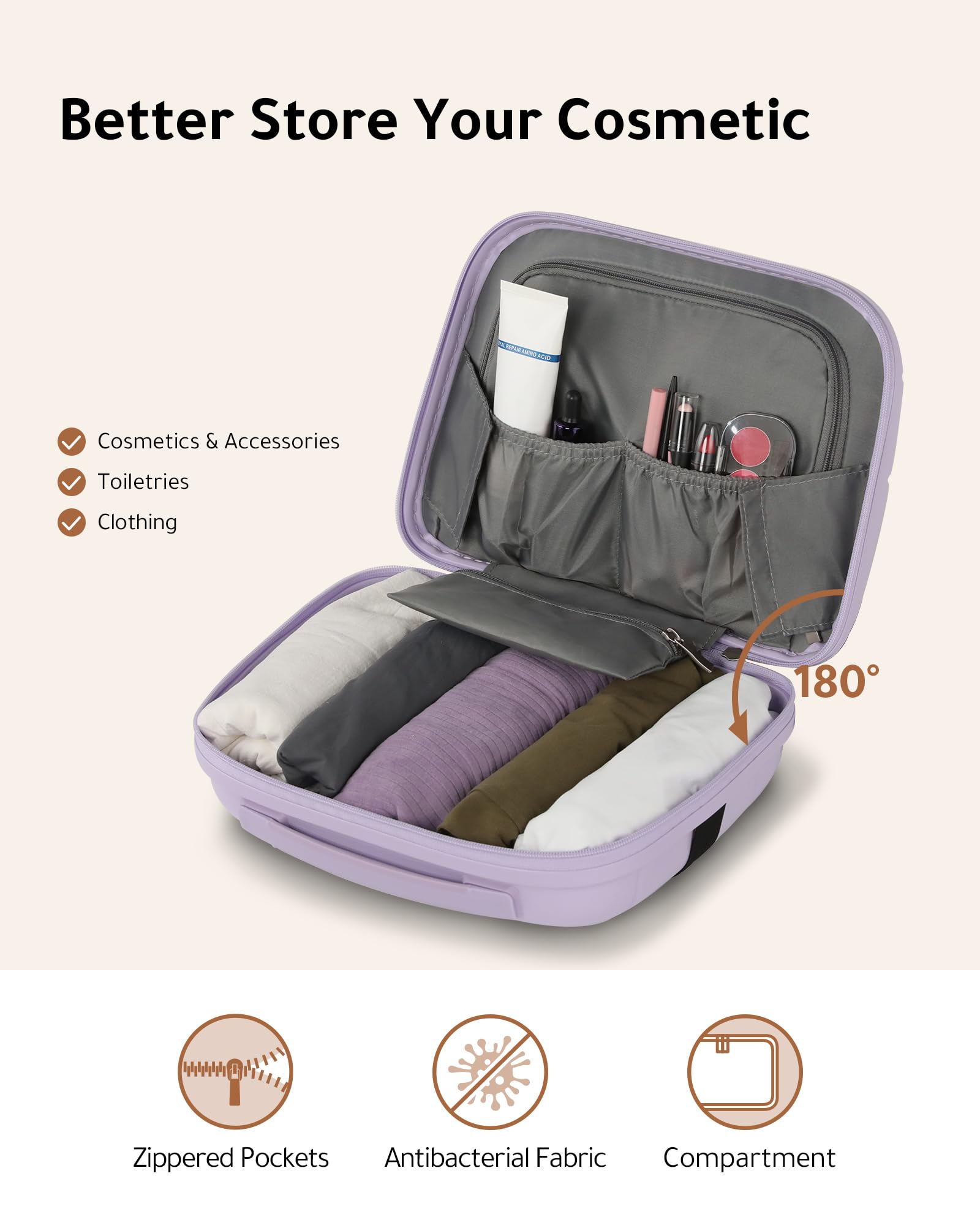LUGGEX Purple Underseat Carry on Luggage Airline Approved - Hard 14 ...