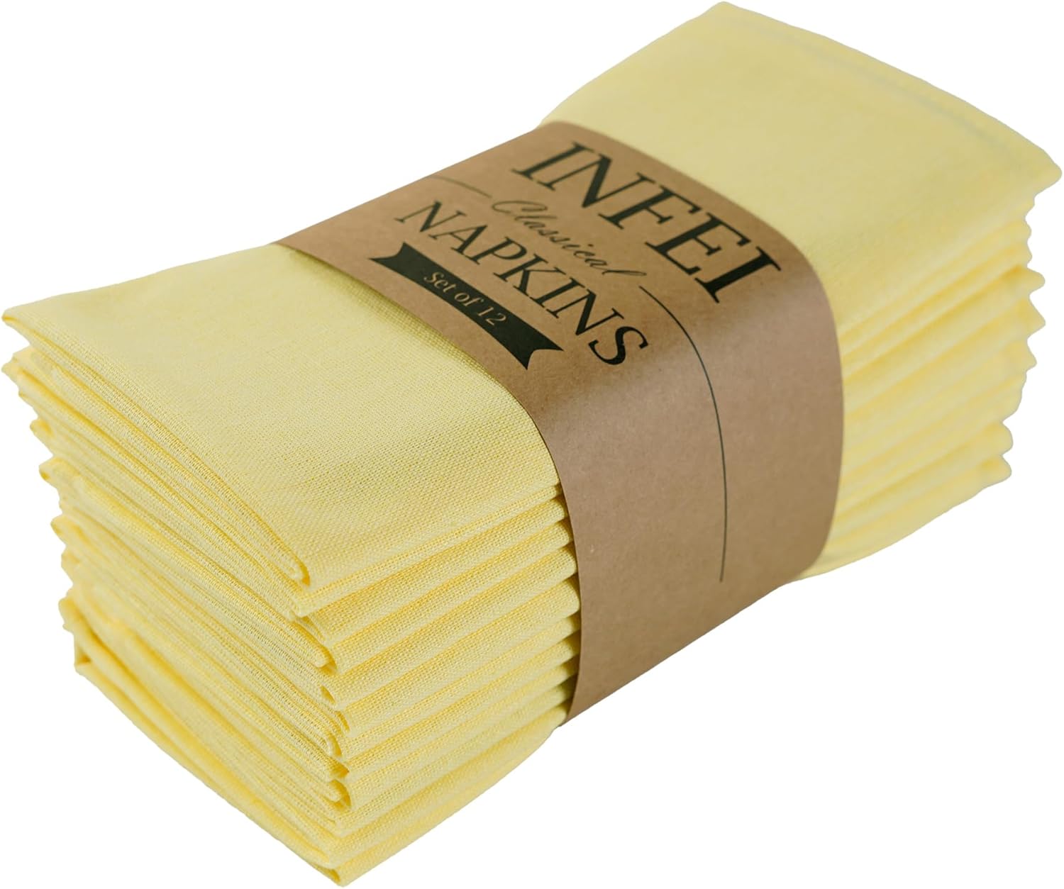 Amazon.com: INFEI Solid Color Linen Blended Thin Dinner Cloth Napkins ...