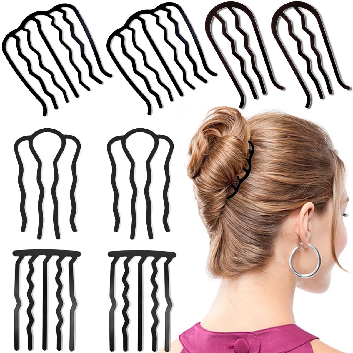 Amazon.com : 8PCS Metal Hair Side Combs 4/5/7 Teeth Hair Fork Stick ...