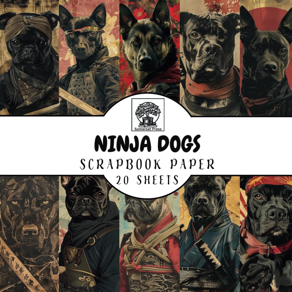 Ninja Dogs Scrapbook Paper: 20 Double-Sided Starfish Ninja Dog Sheets for Scrapbooking, Junk ...