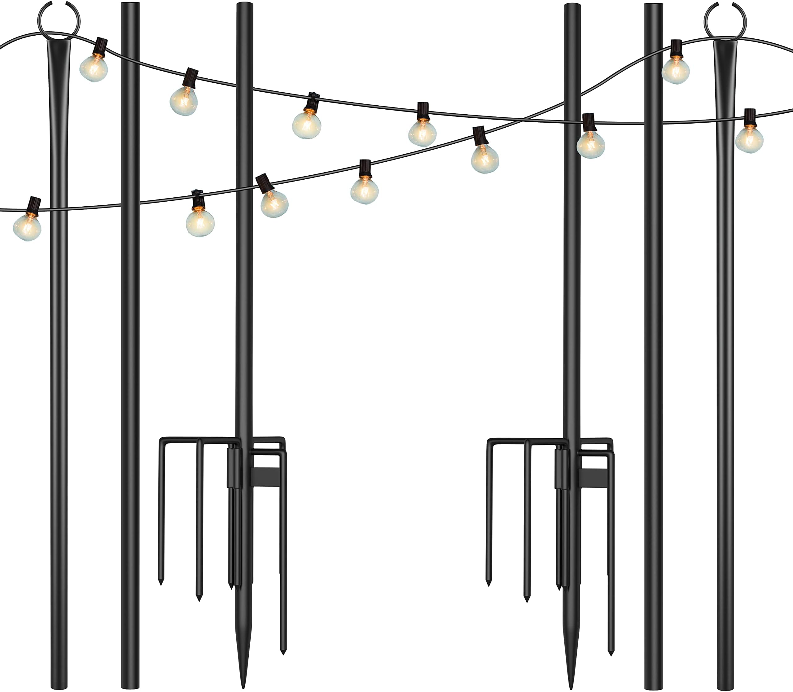 String Light Poles for Outside - 8.8 Ft Poles for Outdoor String Lights ...
