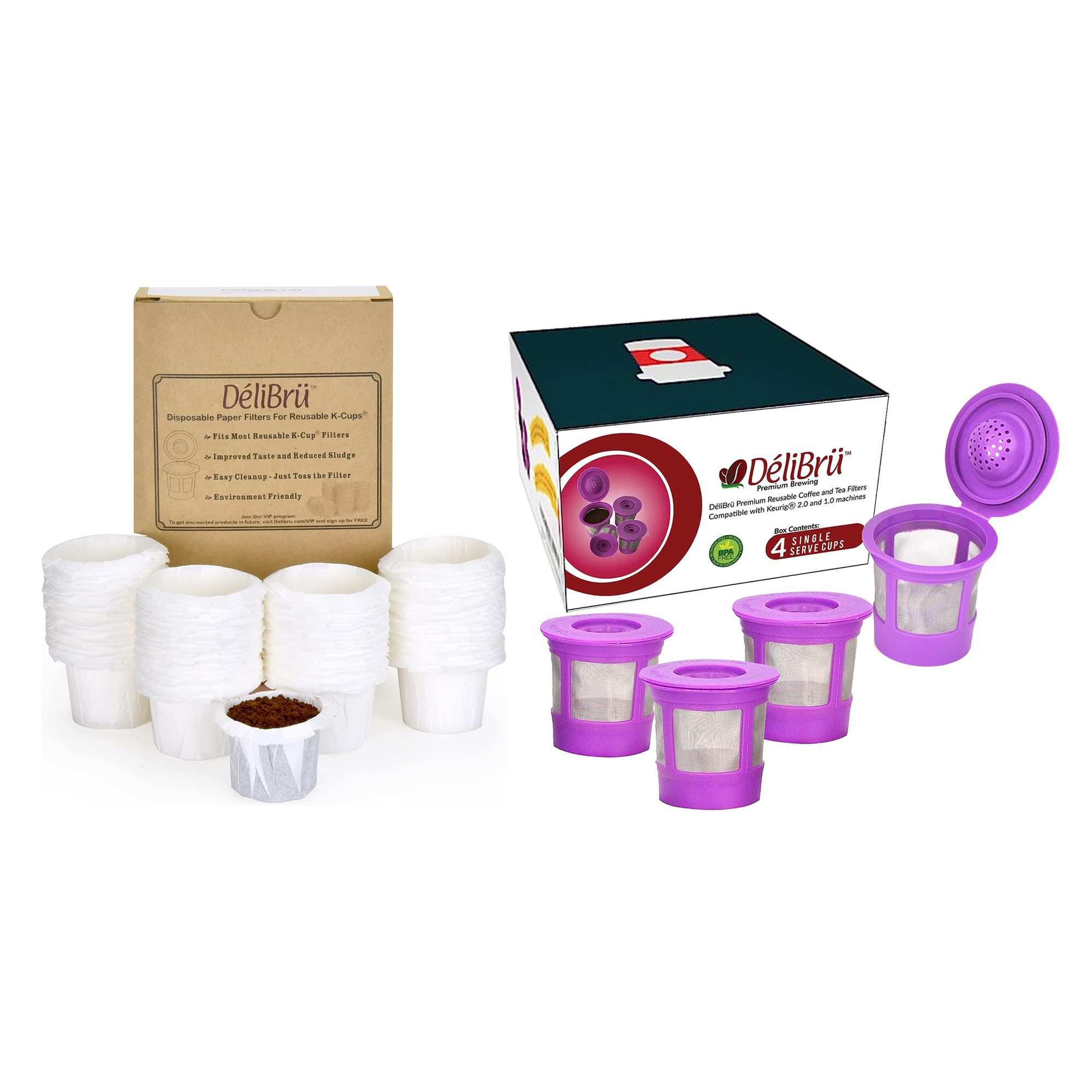 Amazon.com: Delibru Reusable K Cups for Keurig 2.0 & 1.0 Coffee Makers ...