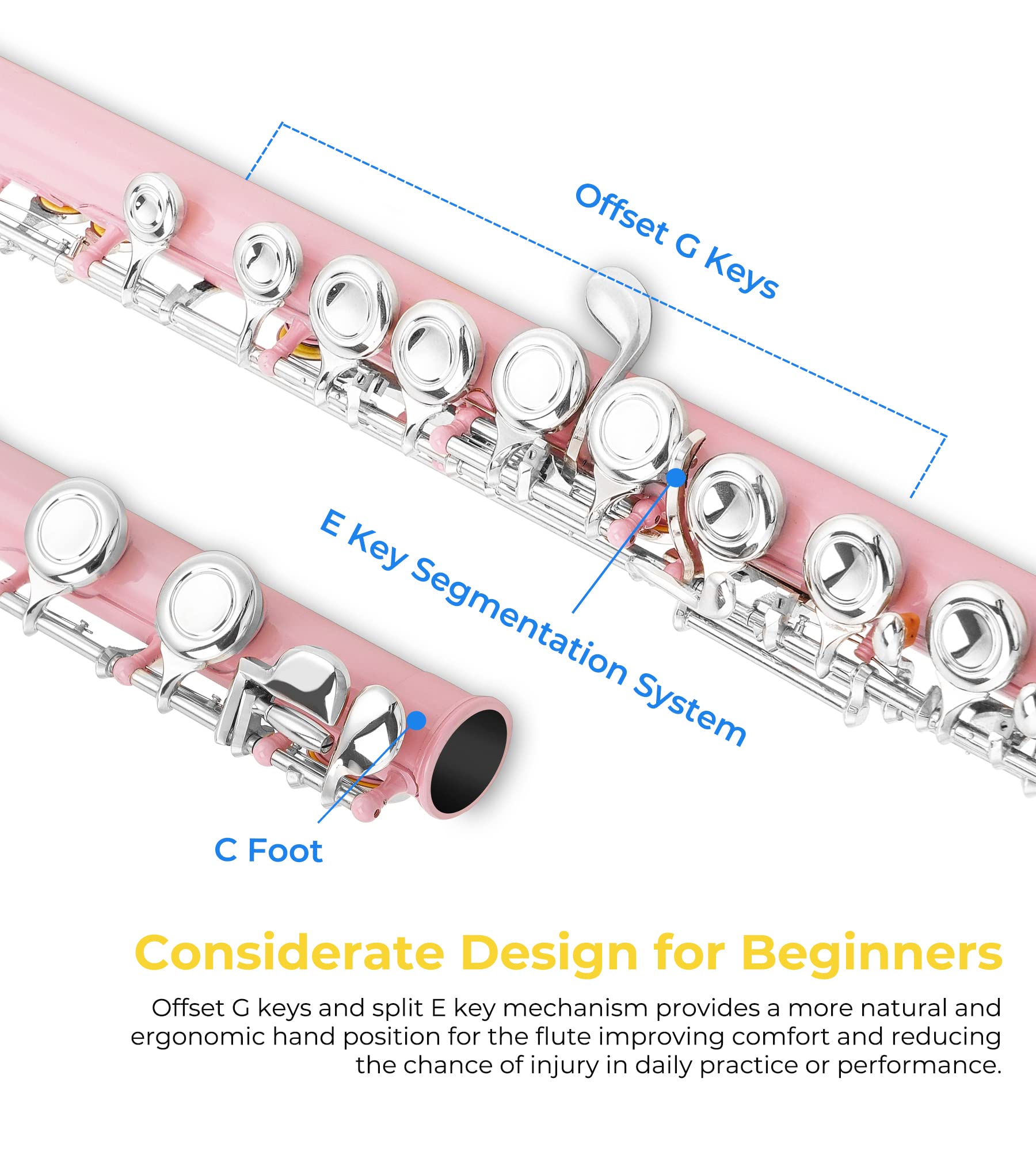 Snapklik.com : Vangoa Closed Hole C Flute For Beginners - 16 Key Nickel ...