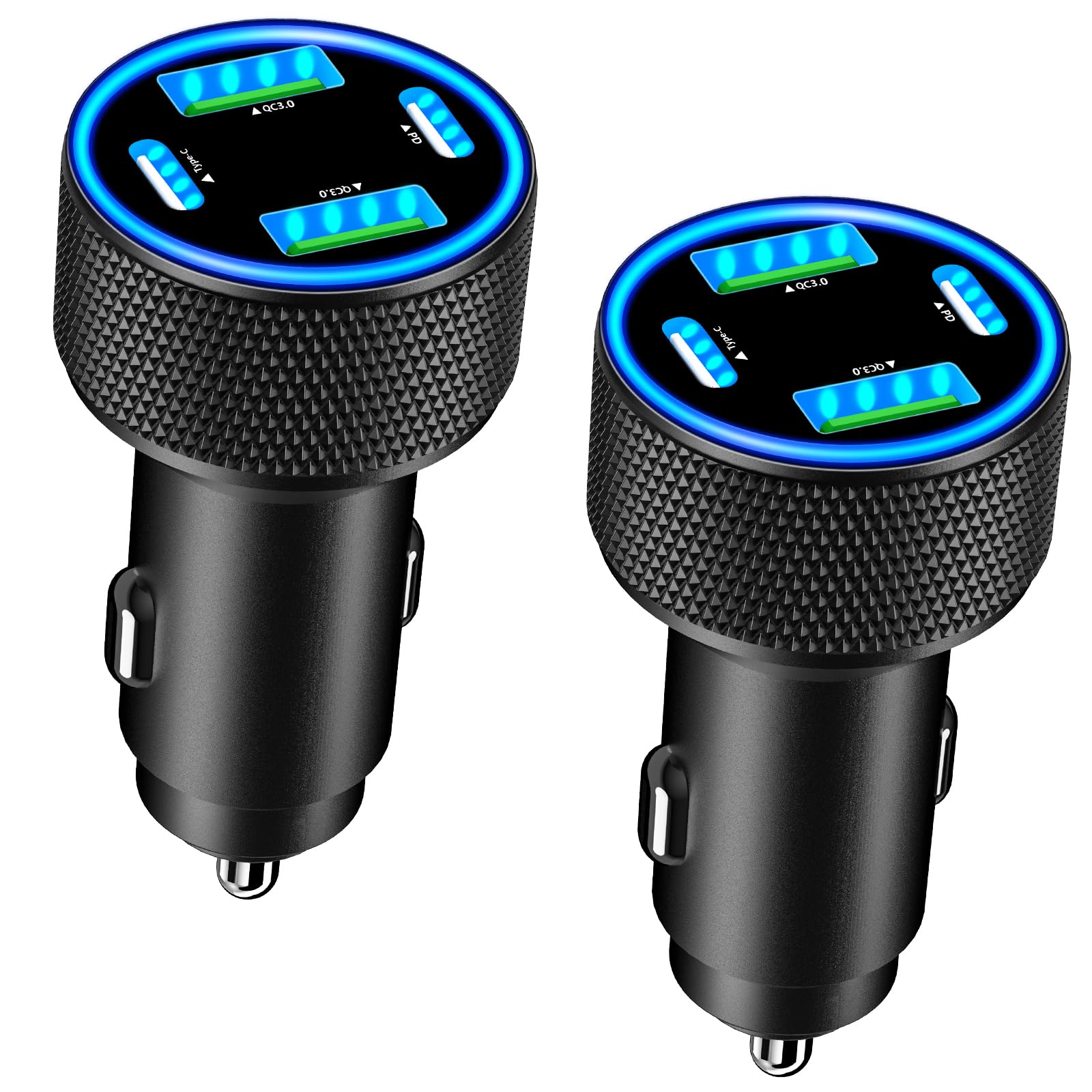 Amazon.com: USB C Car Charger, KYOHAYA 2Pack 90W 4-Port Dual USB-C ...