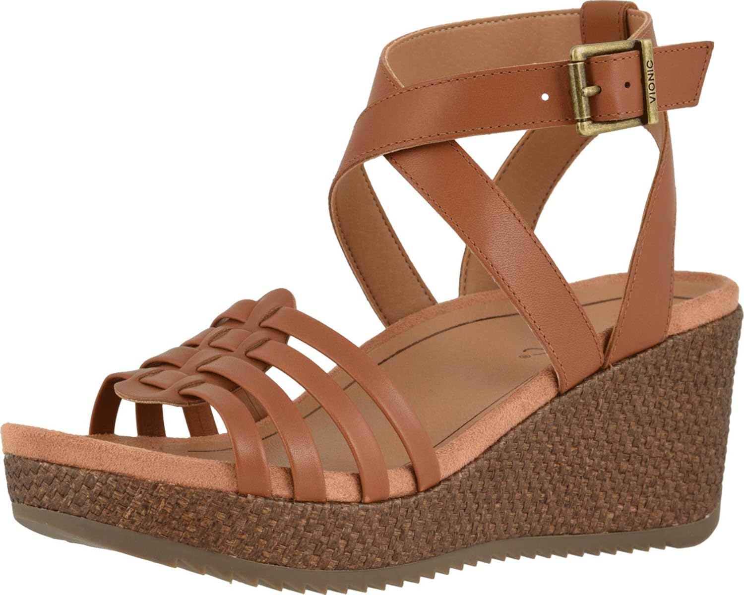 Amazon.com | Vionic Women's Clarisa Raffia Wedges - Ladies Wedge ...