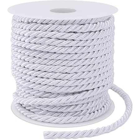 LEREATI White Twisted Cord Rope 5mm x 25m, 3-Ply Polyester Cord Soft ...