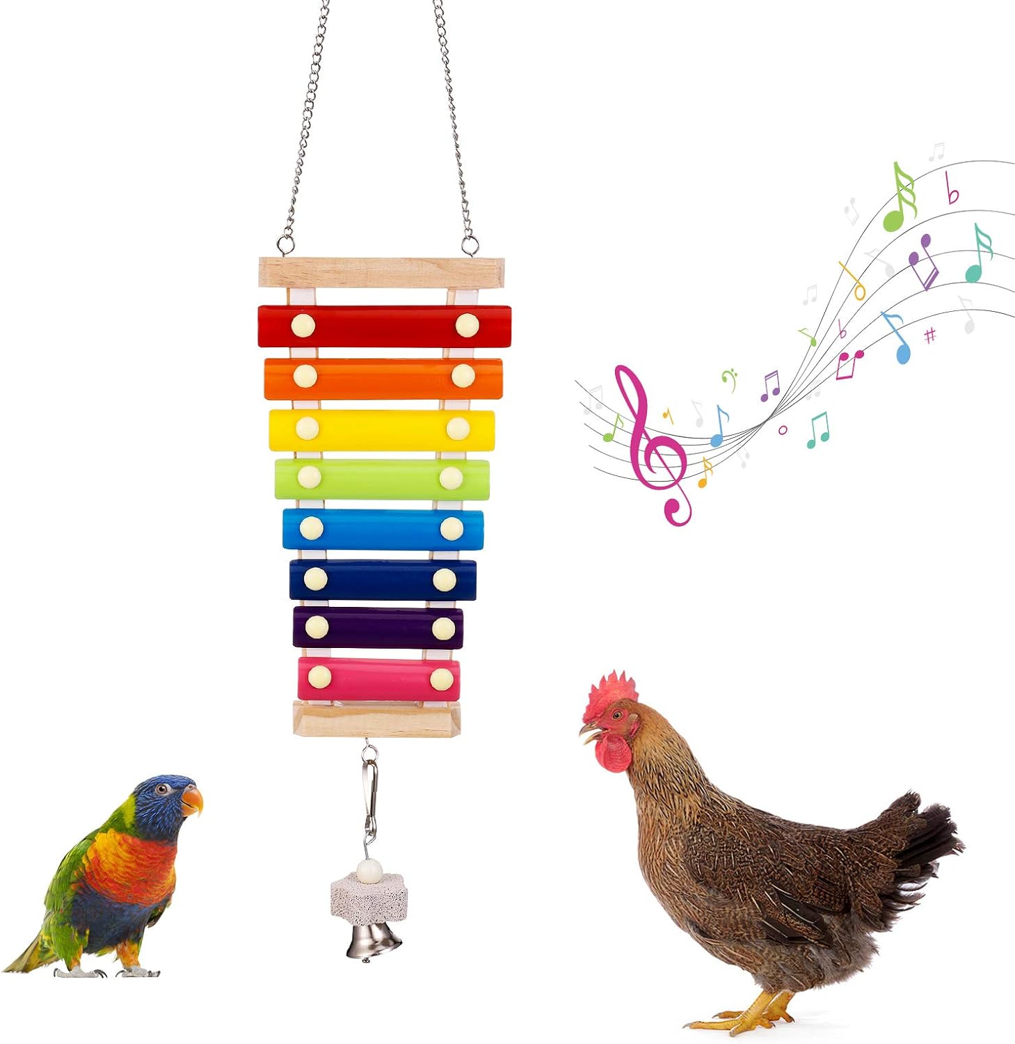 Winkwinky Wooden Chicken Xylophone Toy, Suspensible Hen Musical Toy ...