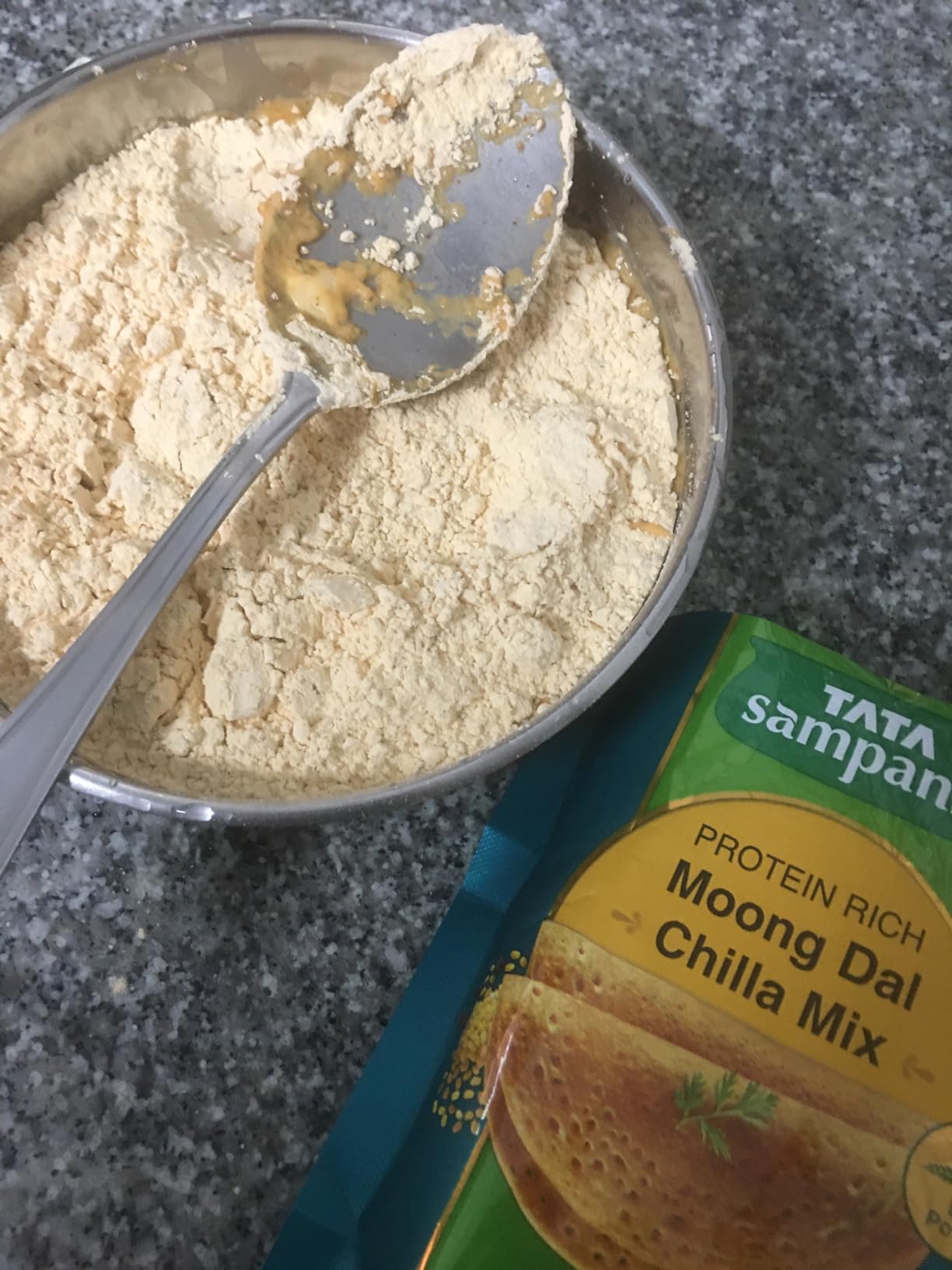 Tata Sampann Protein Rich Moong Dal Chilla Mix, Ready to Cook Breakfast ...