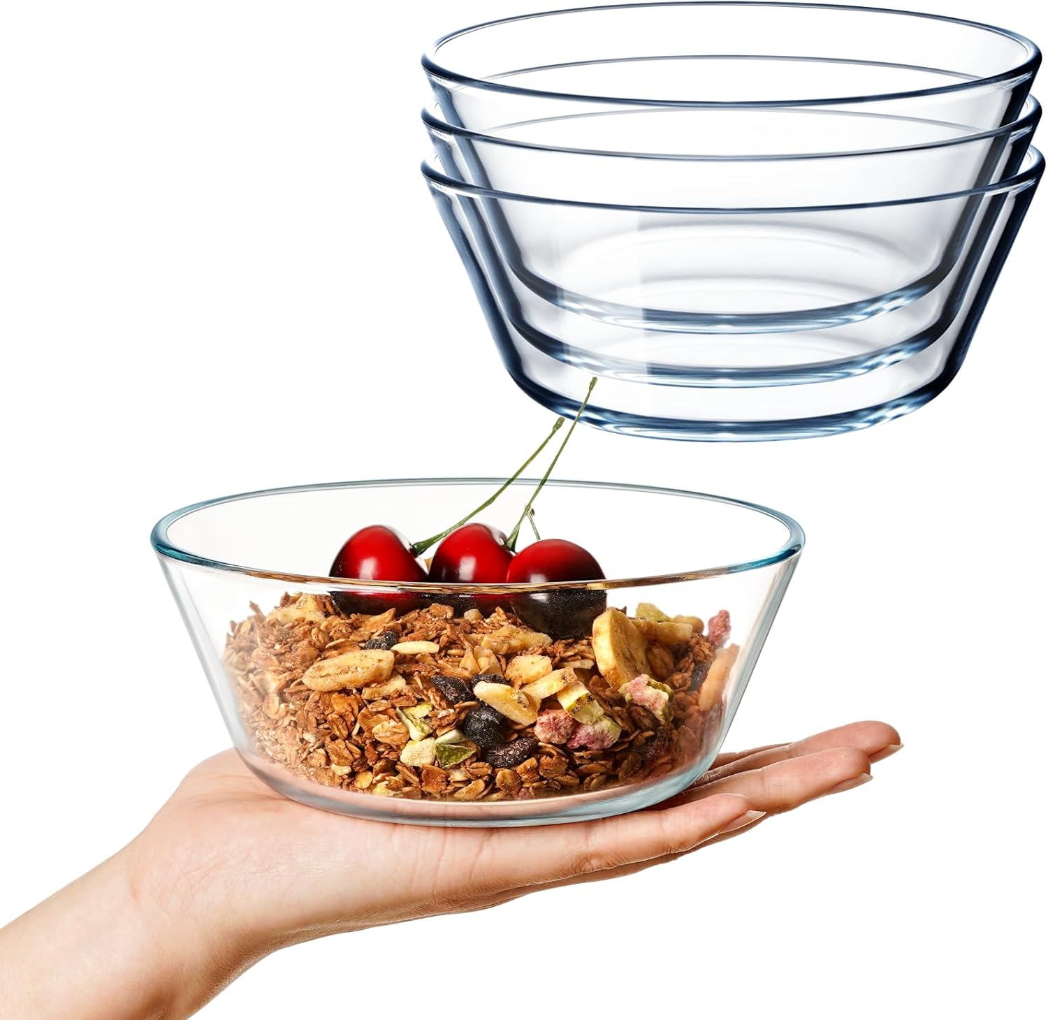 Amazon.com: NUTRIUPS 25oz Flat Bottom Small Glass Bowls Set of 4, 6in ...