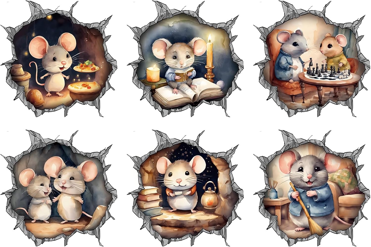 Amazon.com: D05CX040：Sheets Mouse Wall Decals Peel and Stick, Realistic ...