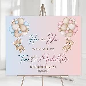 Amazon.com: Gender Reveal Welcome Sign, Gender Reveal Party Sign ...